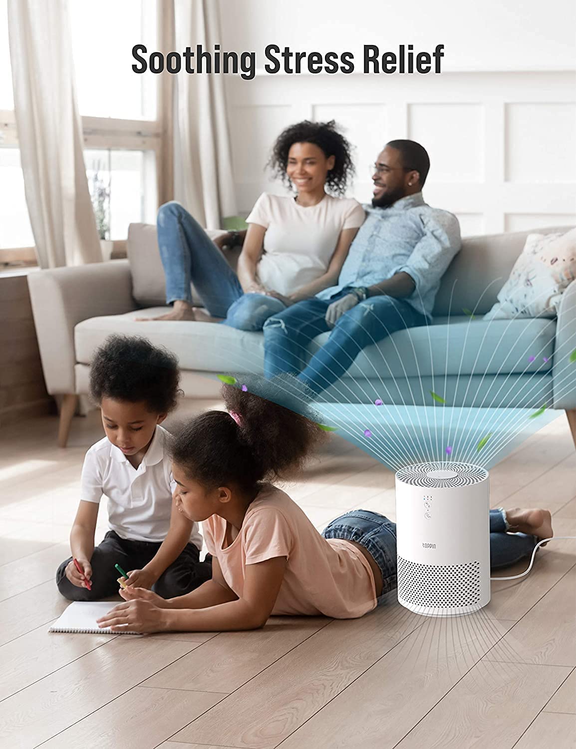 TOPPIN HEPA Air Purifiers for Home Bedroom and Air Filter Replacement TPAP002 1 Pack