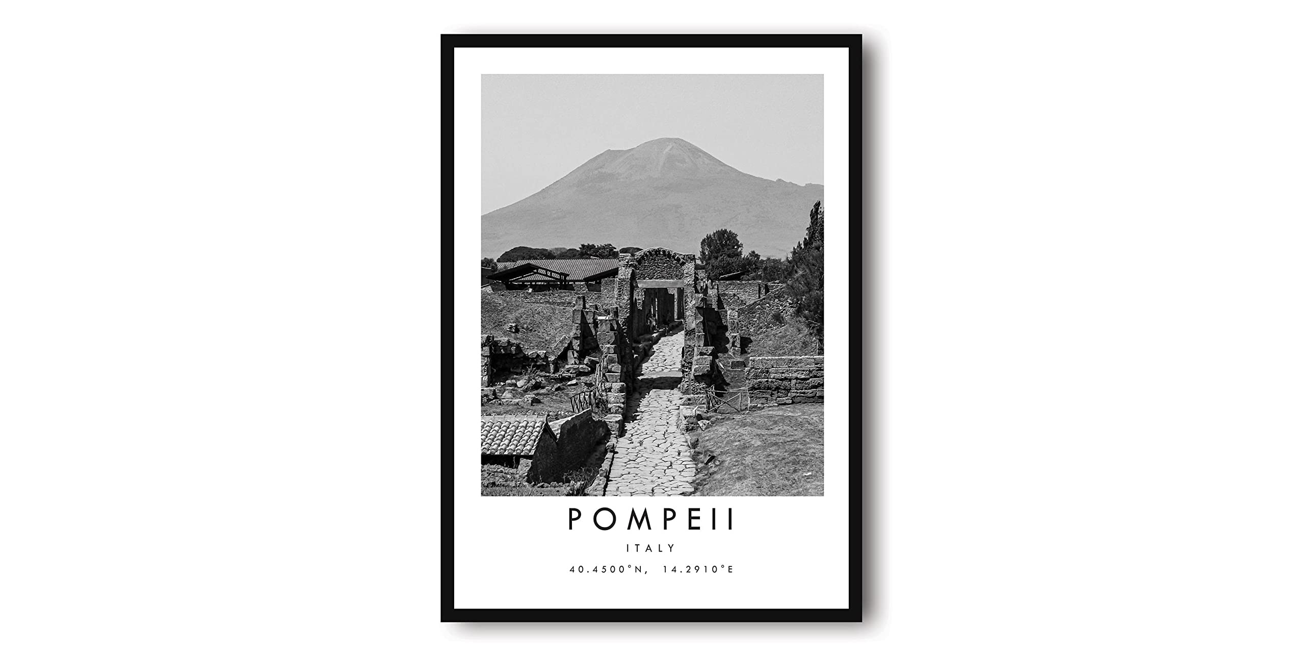 Pompeii Travel Print, Pompeii Poster, Unique Wallart Decor, Black and White Coordinates Home Decor, Italy Pompeii Most Popular Print