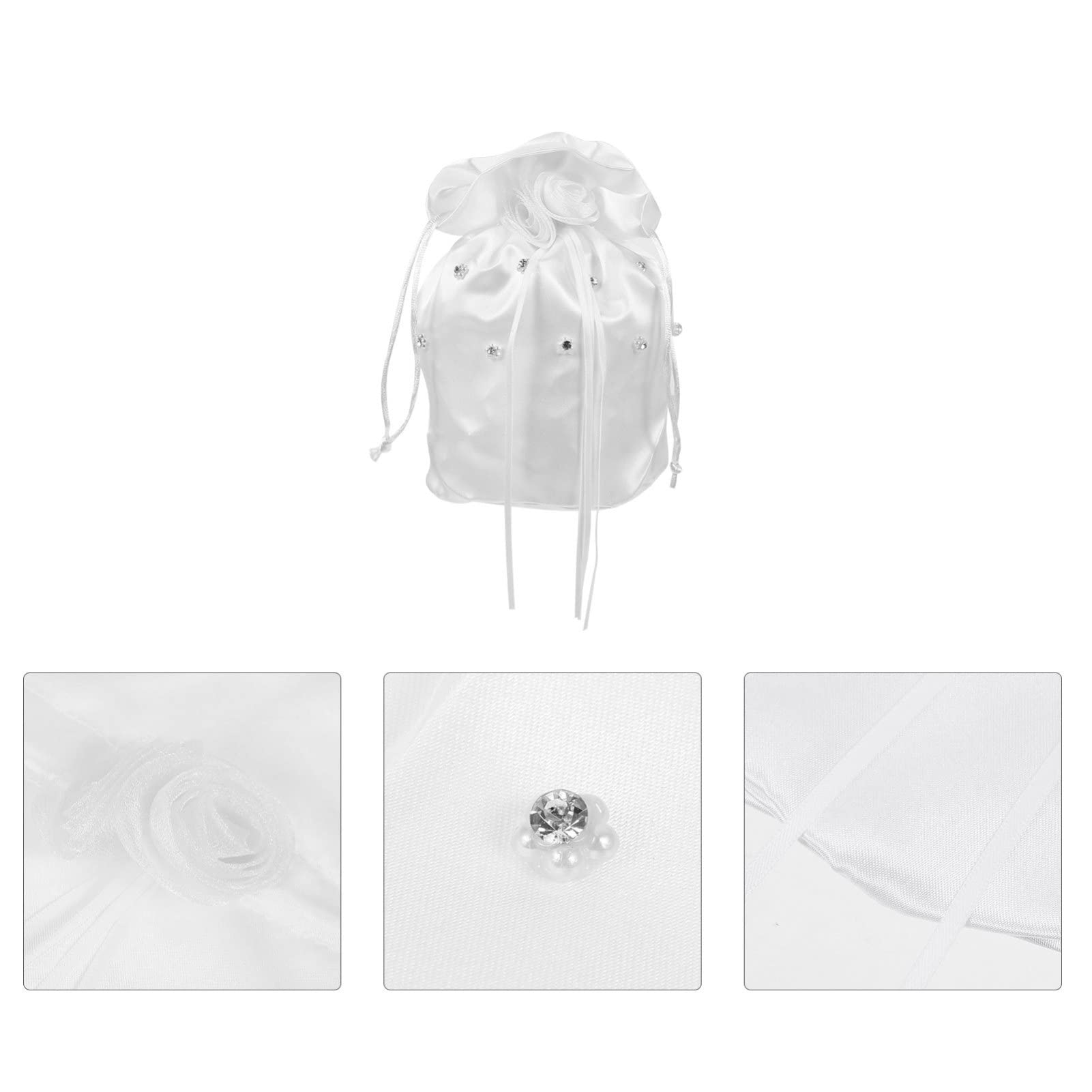 Veemoon Bride Handbag Bridal Handbag Bag White Pearl Bride Drawstring The Flowers Bridesmaid Handbag