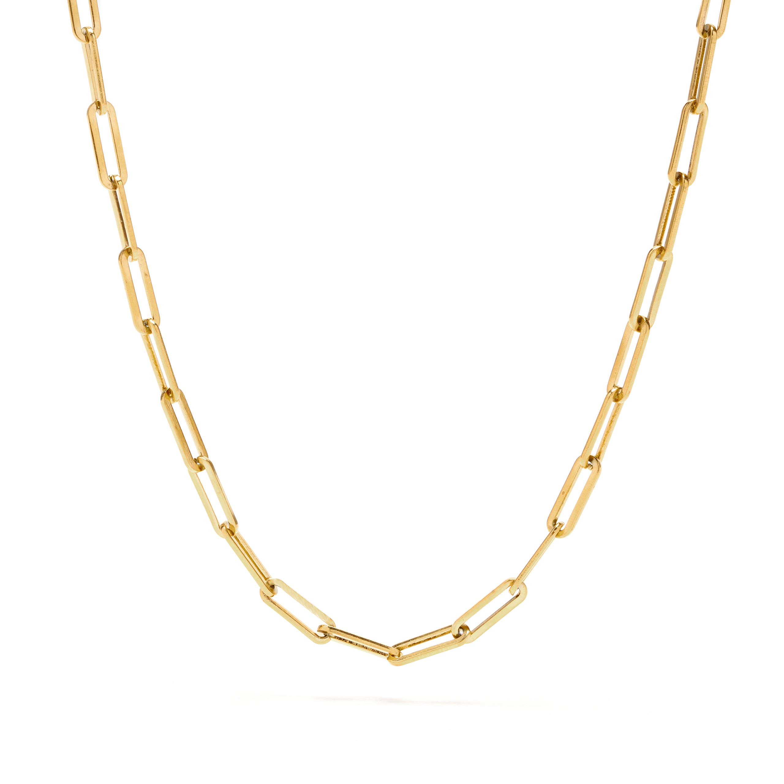STONEMINT 18k Warm Yellow Gold-Plated 4.8mm Paperclip Link Chain Necklace - 24"