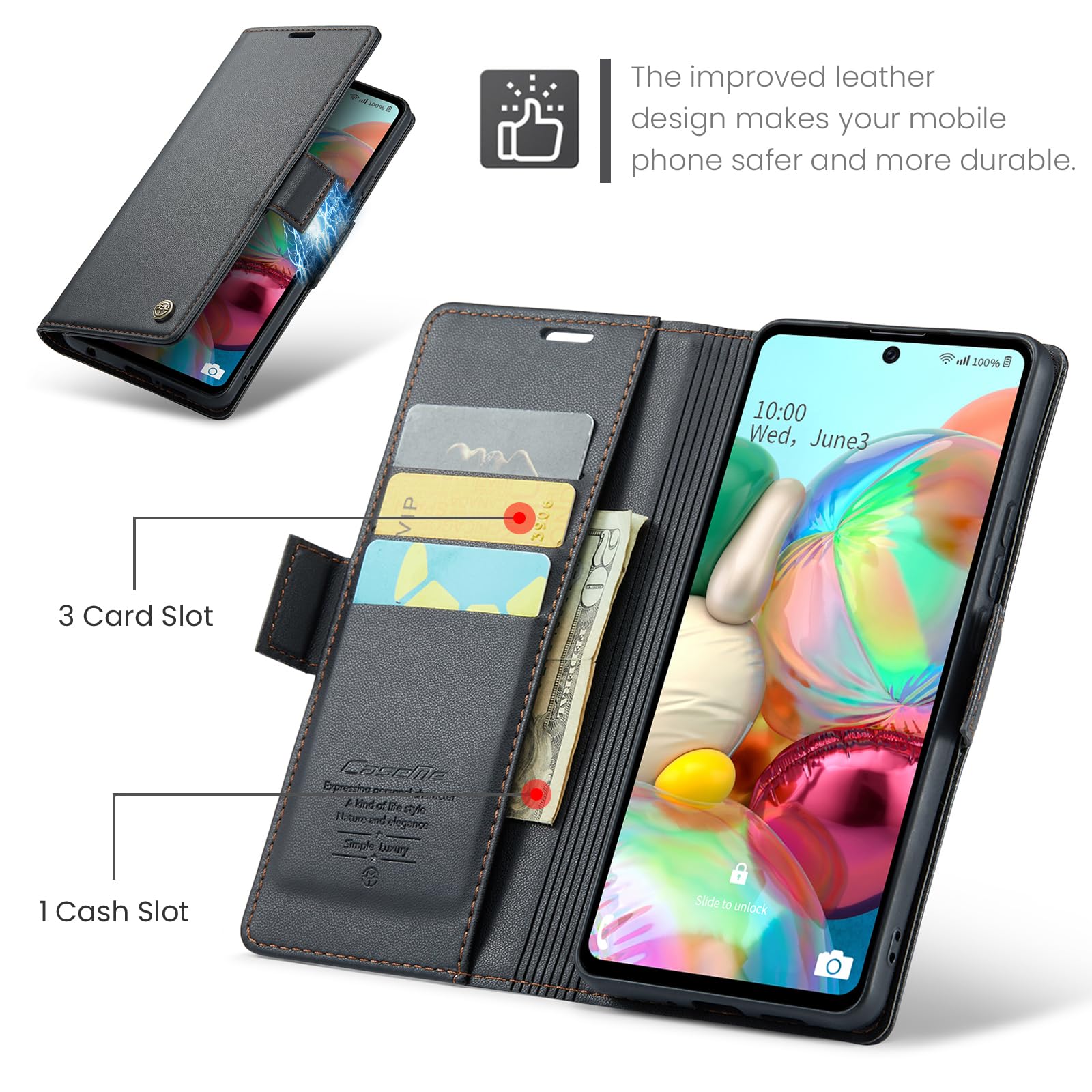Samsung Galaxy A71(5G) Wallet Case Credit Card Holder,Magnetic Stand Leather Flip Case Cover ,Durable Shockproof Protective Cover for Samsung Galaxy A71(5G) 6.7" (Fashion Black)