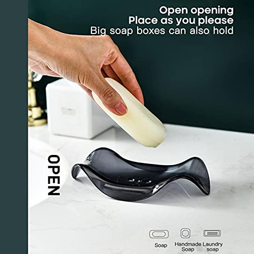 PLMM soap Box, 1PC Soap Box Portable Streamlined Soap Holder Dish Storage Plate Tray Shower Sponge Soap Drain Rack Bathroom Storage Gadgets 06