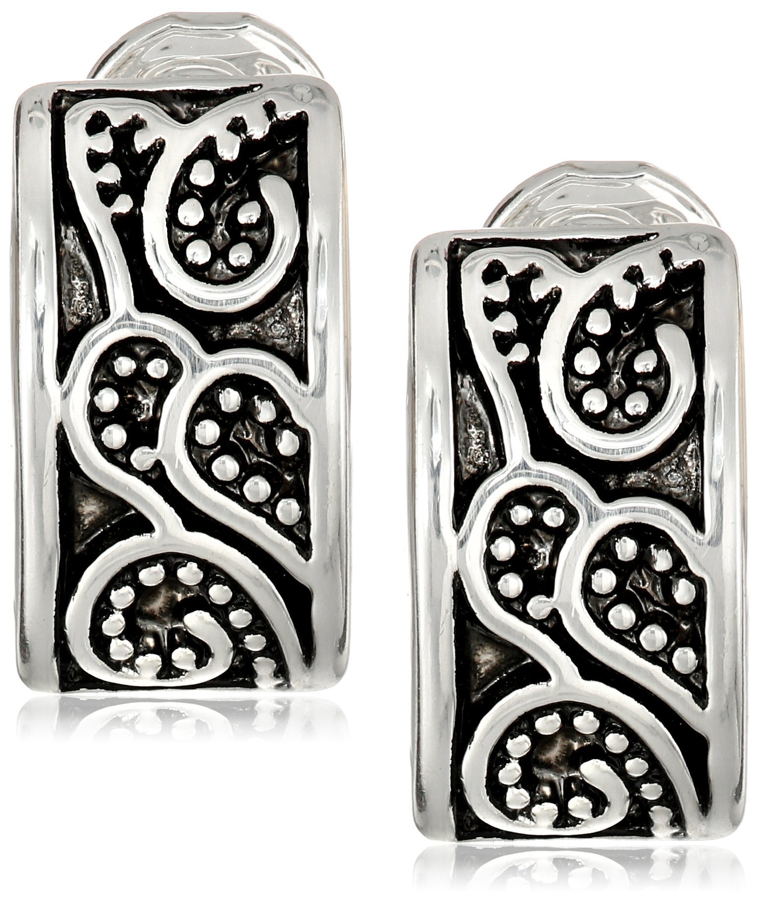Napier "Napier Classics" Silver-Tone Paisley Textured Clip Earrings