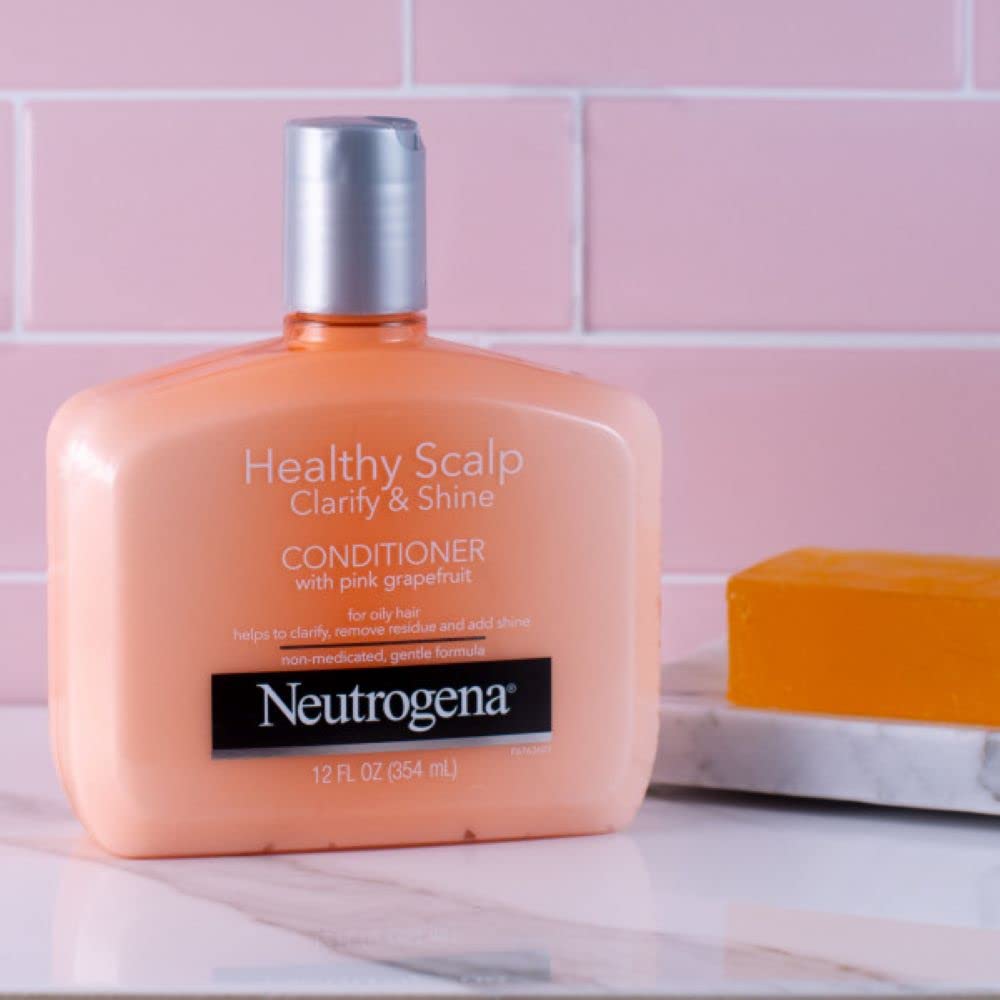 Neutrogena Exfoliating Healthy Scalp Clarify & Shine Conditioner for Oily Hair and Scalp, Anti-Residue Conditioner with Pink Grapefruit, Paraben & Phthalate-Free, Color-Safe, 12 Fl Oz (pack of 3)