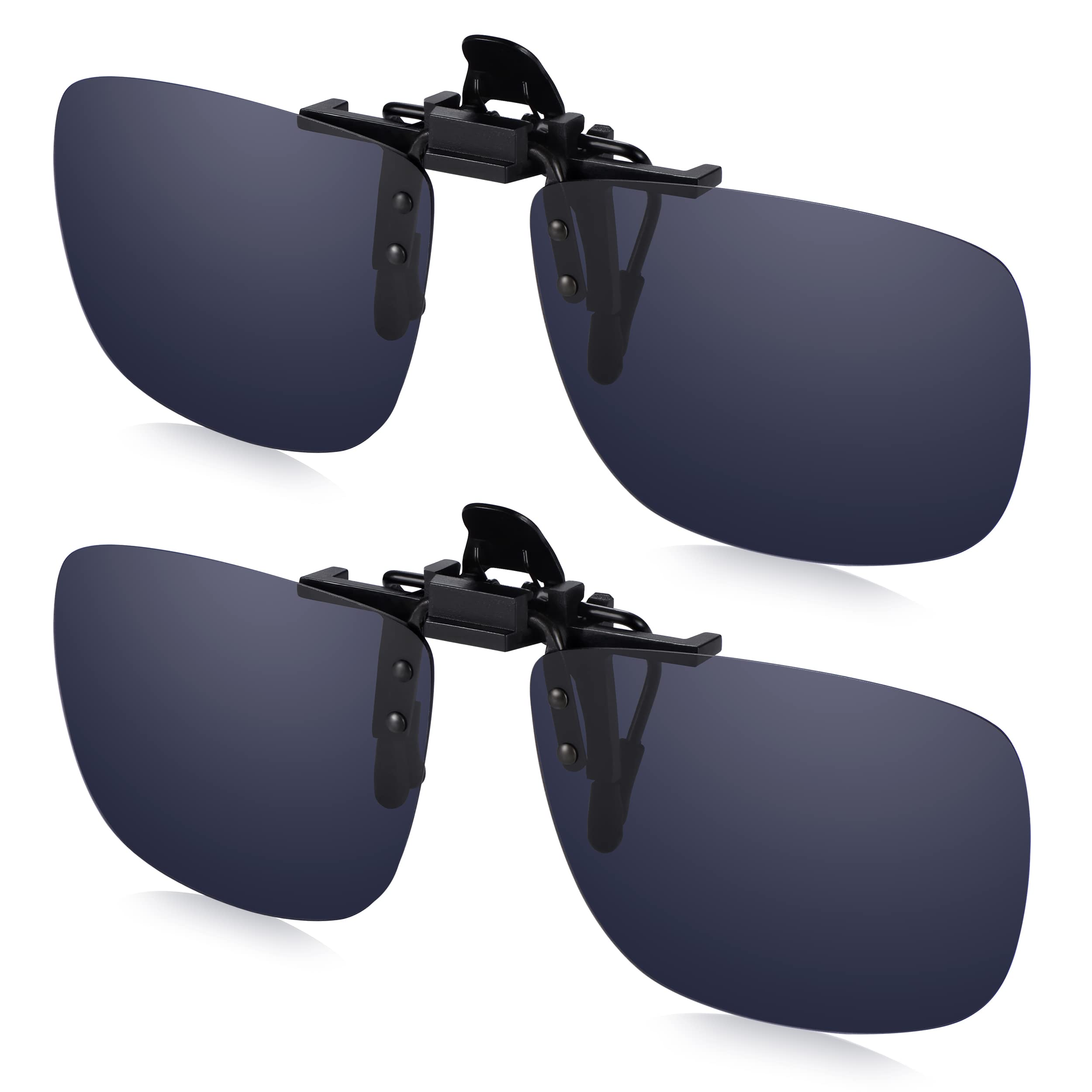 READOPTICS Clip on Sunglasses for Prescription or Non Prescription Specs, Polarized UV Protection, Flip Up Lightweight Lenses Attach Easily. 2 Pack Read Optics