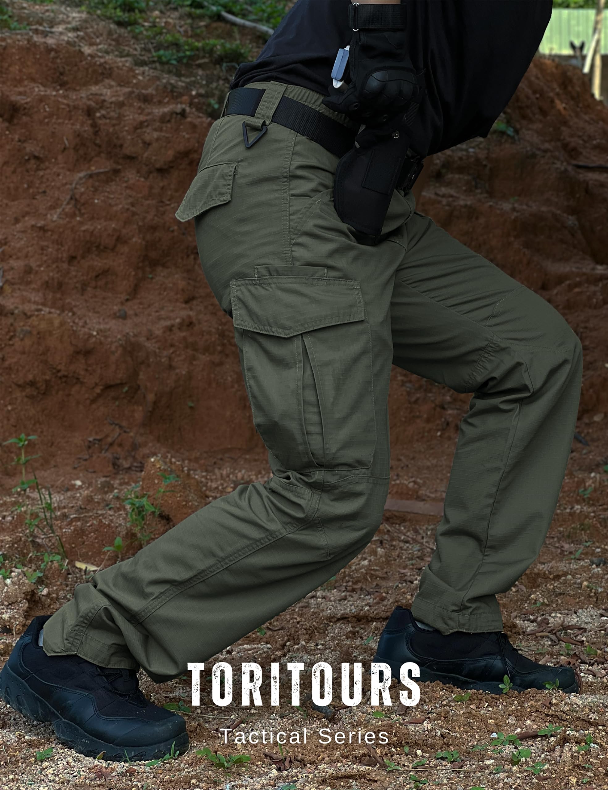 Toritours Men's Hiking Pants, Ripstop Mens Tactical Cargo Pants Lightweight Work Pants for Men Waterproof BDU Outdoor Travel Pants Classic Khaki