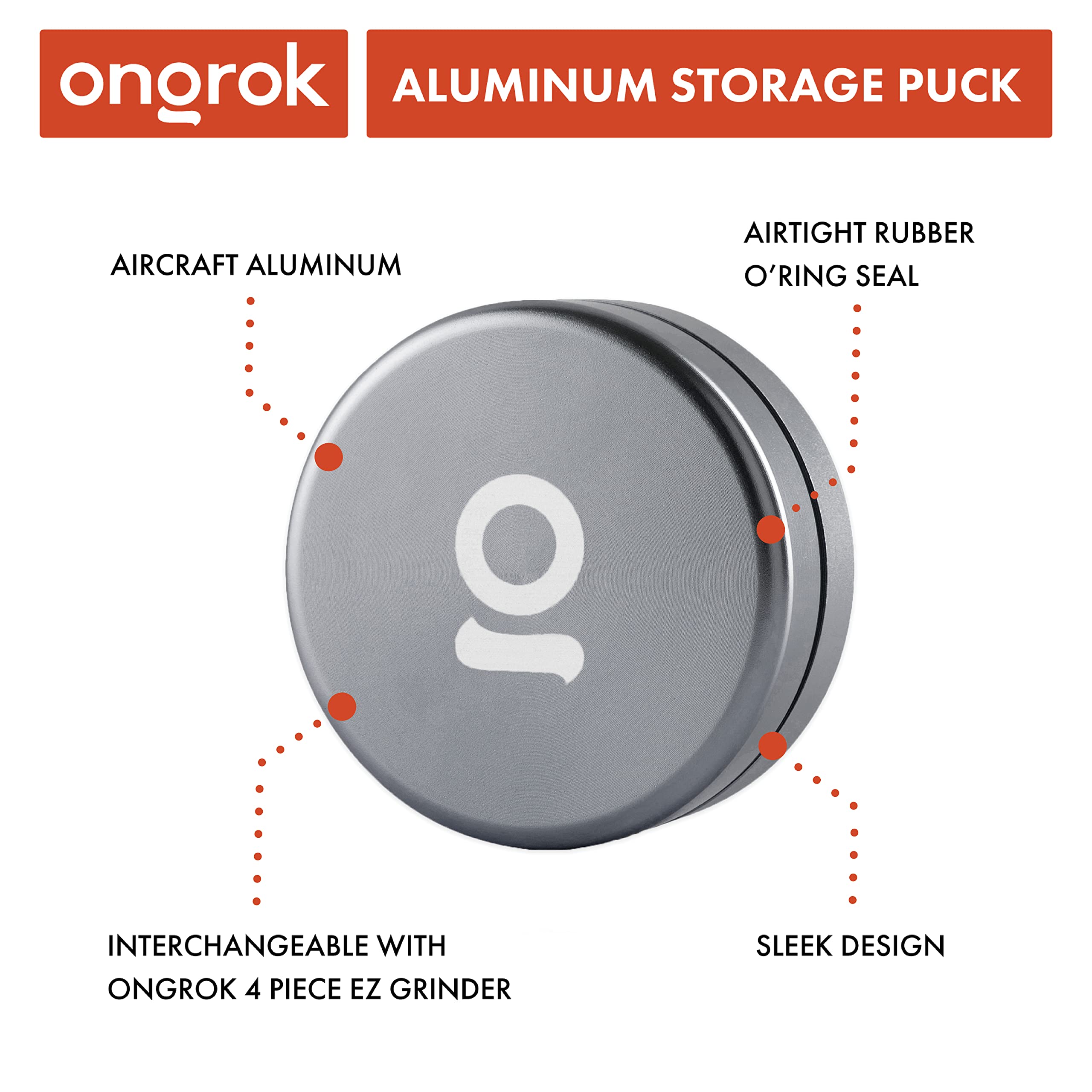 ONGROK Storage Puck, Portable, Pocket-Sized, Airtight (Gun Metal Silver)