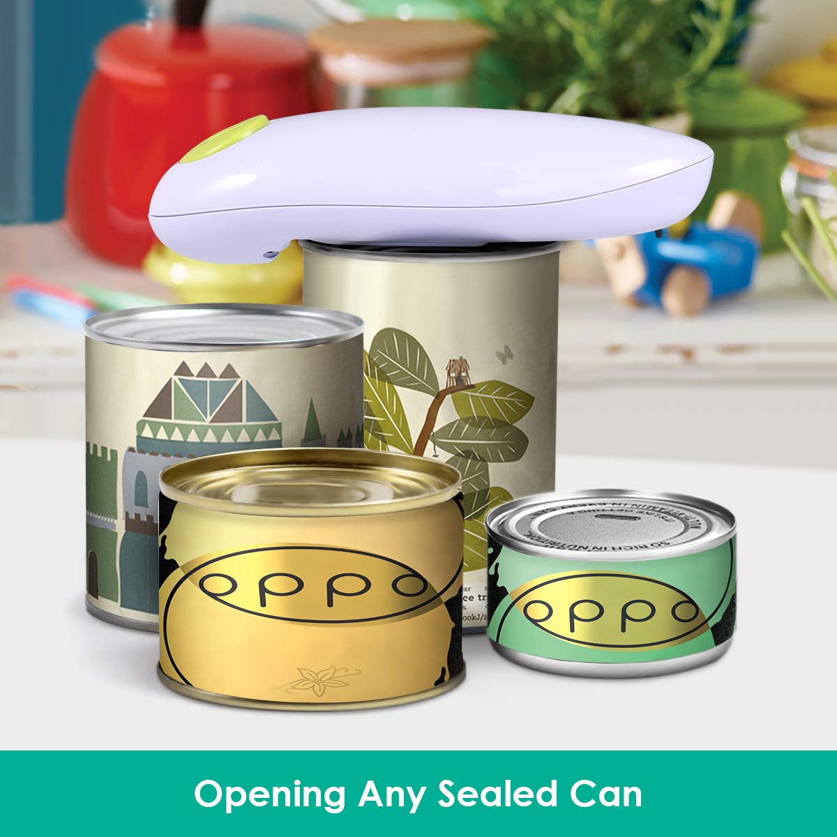 One-Touch Electric Can Opener, Smooth Edge Food-Safe Automatic Can Opener Electric Kitchen Fits Almost All Size Cans, Hands Free Battery Can Openers Prime for Seniors with Arthritis