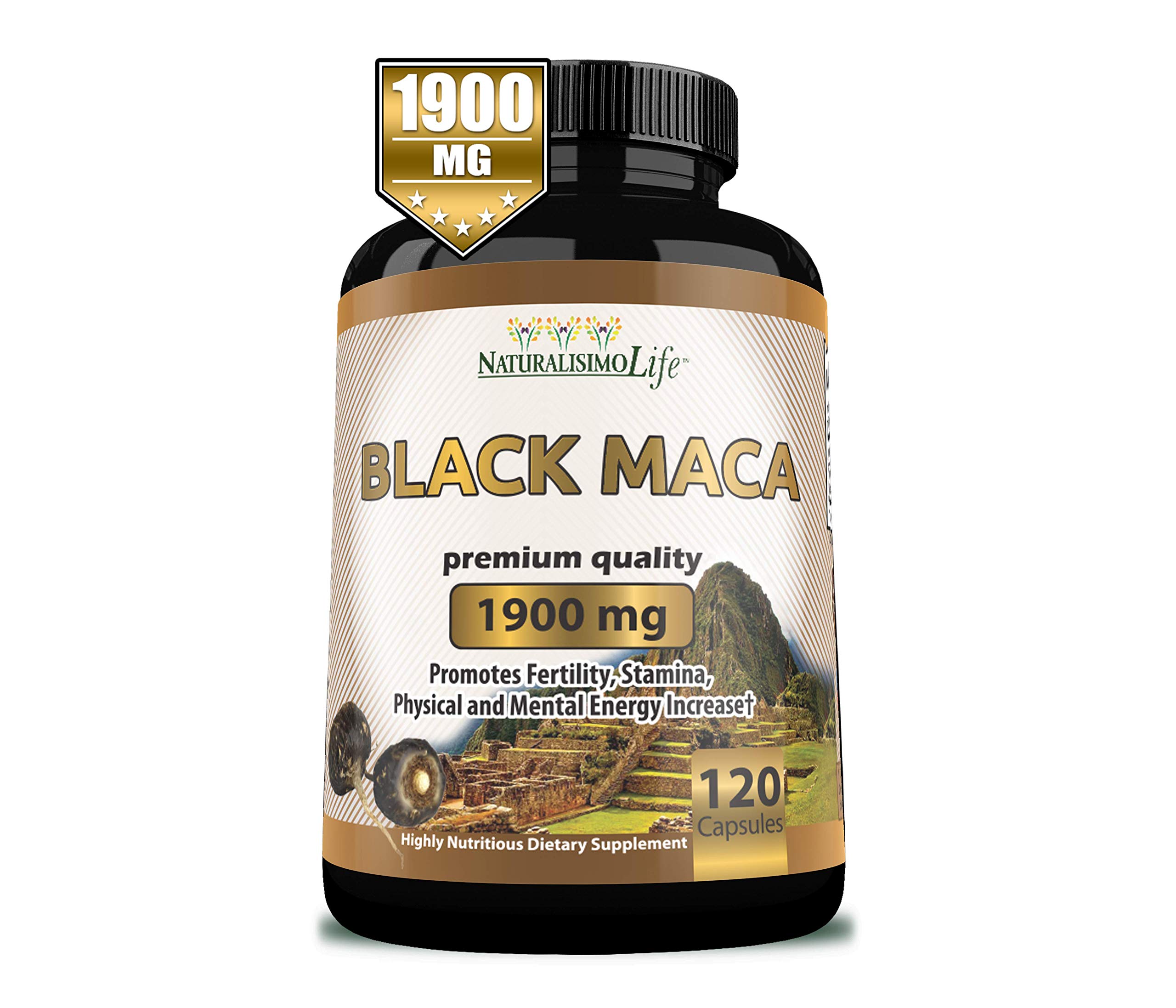 Organic Black Maca 1,900 mg per serving Natural Energy Booster Peruvian Maca for men & women 120 capsules