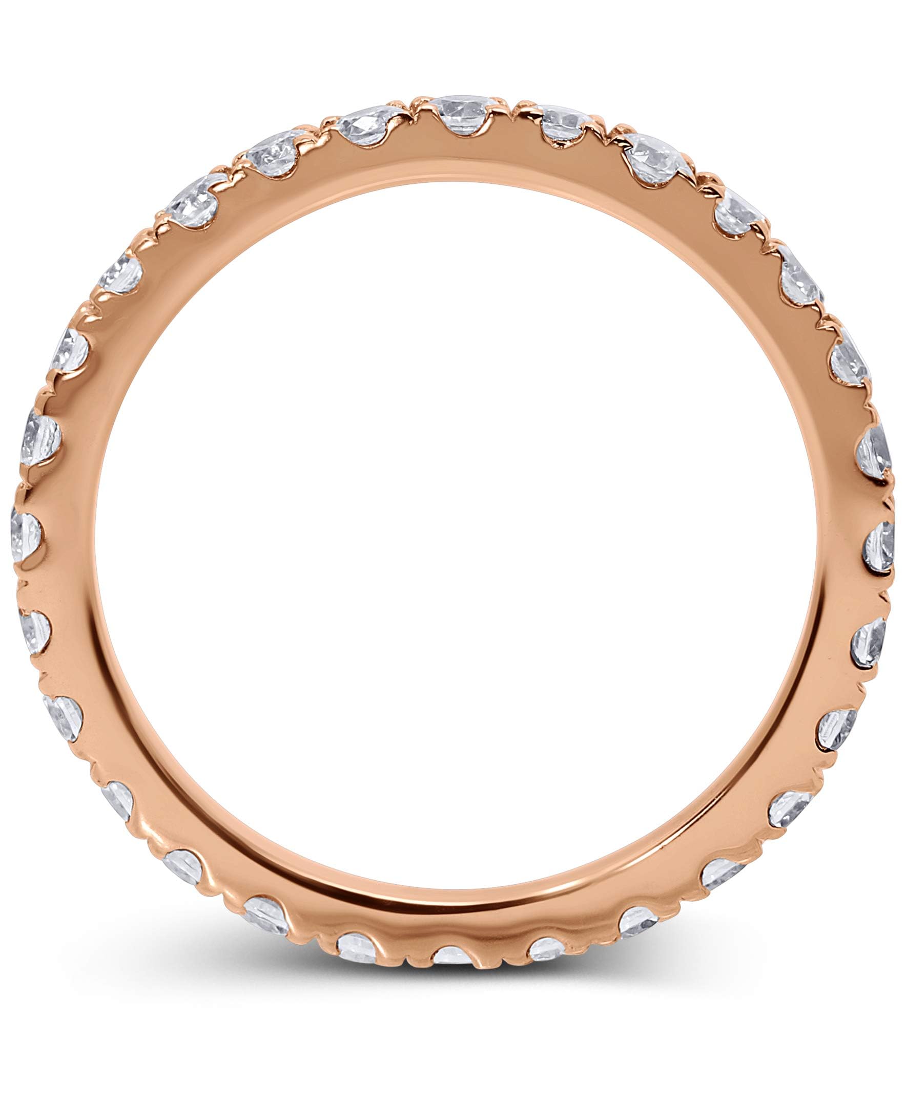 ORO LEONI 925 Sterling Silver Cz Eternity Band Ring - 14k Silver, Yellow And Rose Gold Plated (Rose Gold, 8)