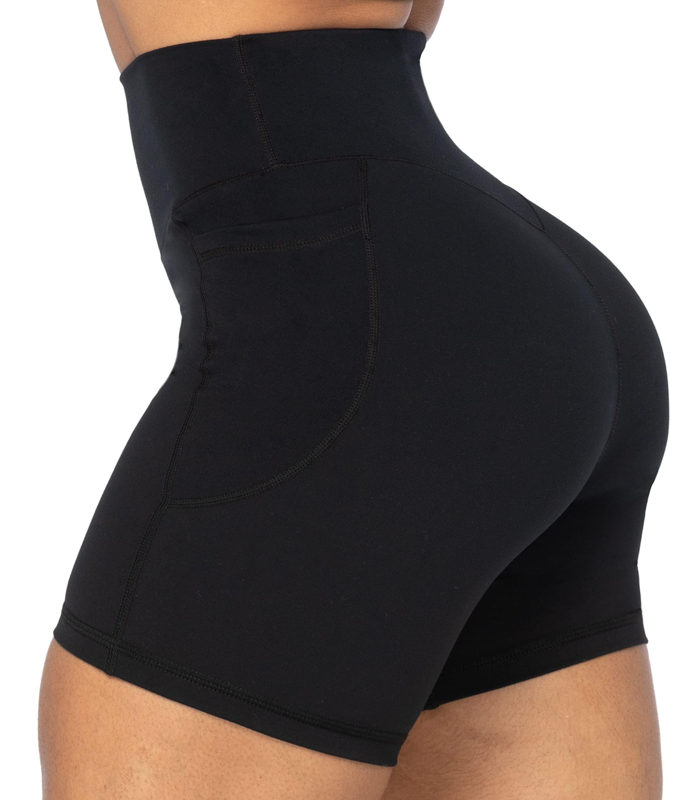 Sunzel No Front Seam Biker Shorts for Women with Pockets, Yoga Workout Gym Bike Shorts with Tummy Control 8" Mocha Medium