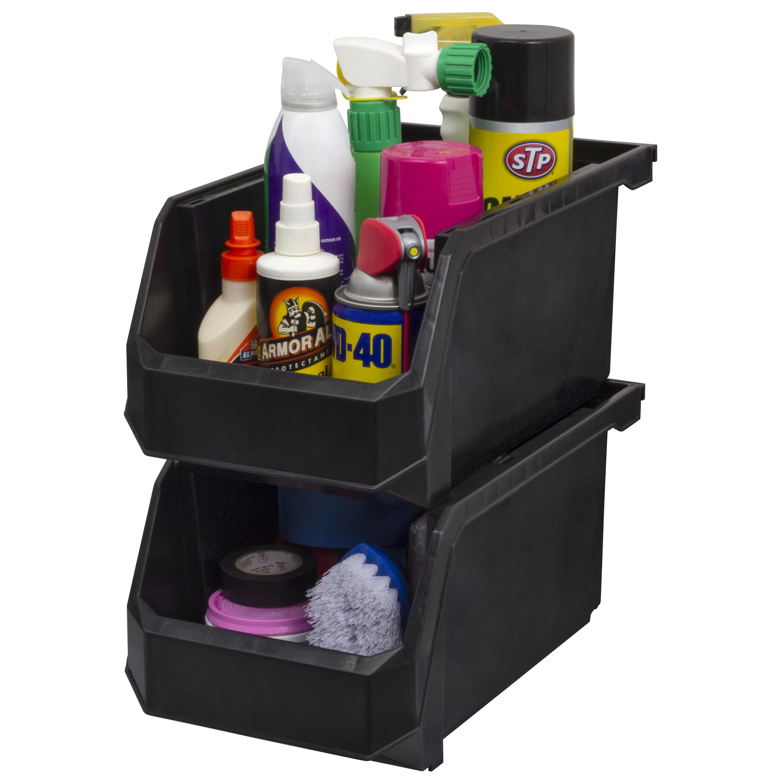 ReadySpace Plastic Containers for Organizing and Storage Bins for Closet, Kitchen, Office, Toys, or Pantry Organization, Large, 6-Pack, Black