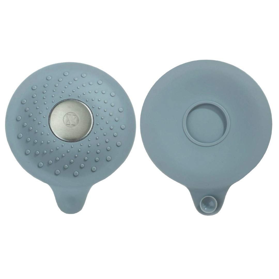 SlipX Solutions Gray Drain Stopper Fits Over Drains to Prevent Leaks (Covers Standard Tub & Sink Drains, Silicone & Stainless Steel)