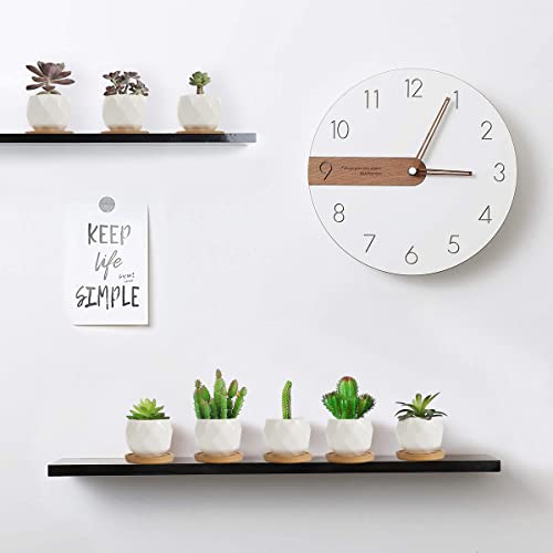 ZOUTOG Succulent Plant Pot 12 Pack, 2.5 inch Square Pattern Ceramic Planters with Bamboo Tray, Small Succulent Pots for Indoor Plants, White Office Desk Decor (Seeds& Plants Not Included)