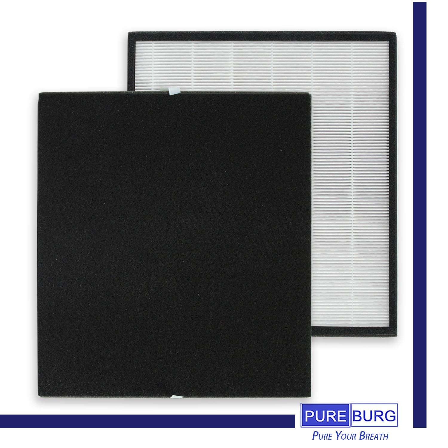 PUREBURG FLT5900 True HEPA Replacement Filter Set Compatible with GermGuardian AC5900WCA Air Purifier,Part Numbers FLT5900,Filter J, H13 Activated Carbon,1-Pack