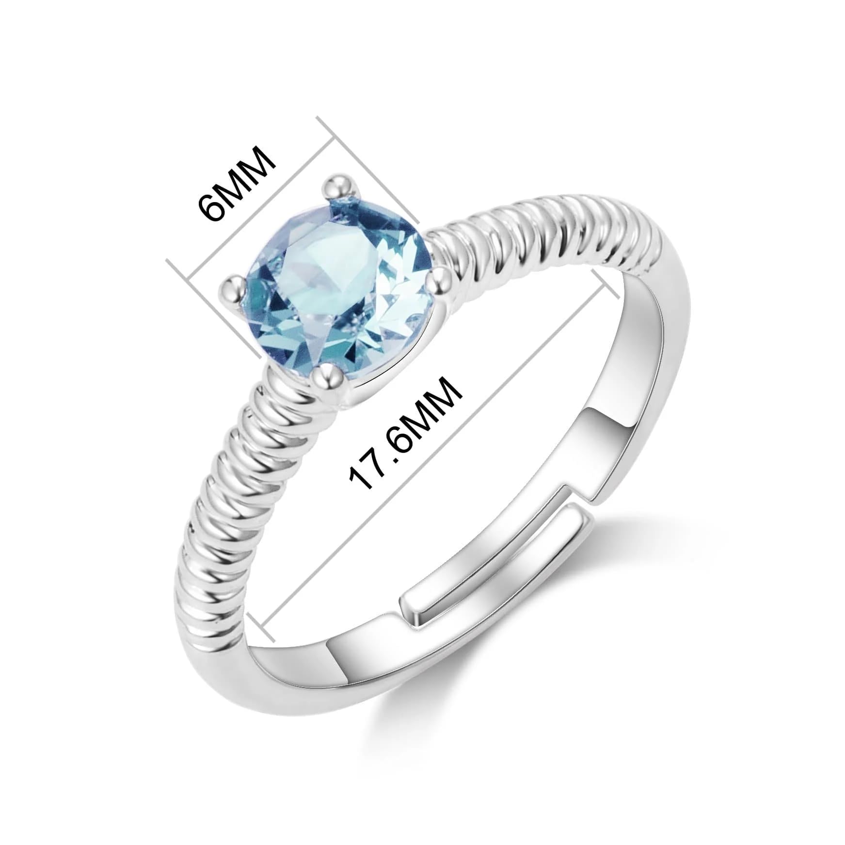 Philip Jones March (Aquamarine) Adjustable Birthstone Ring Created with Zircondia® Crystals