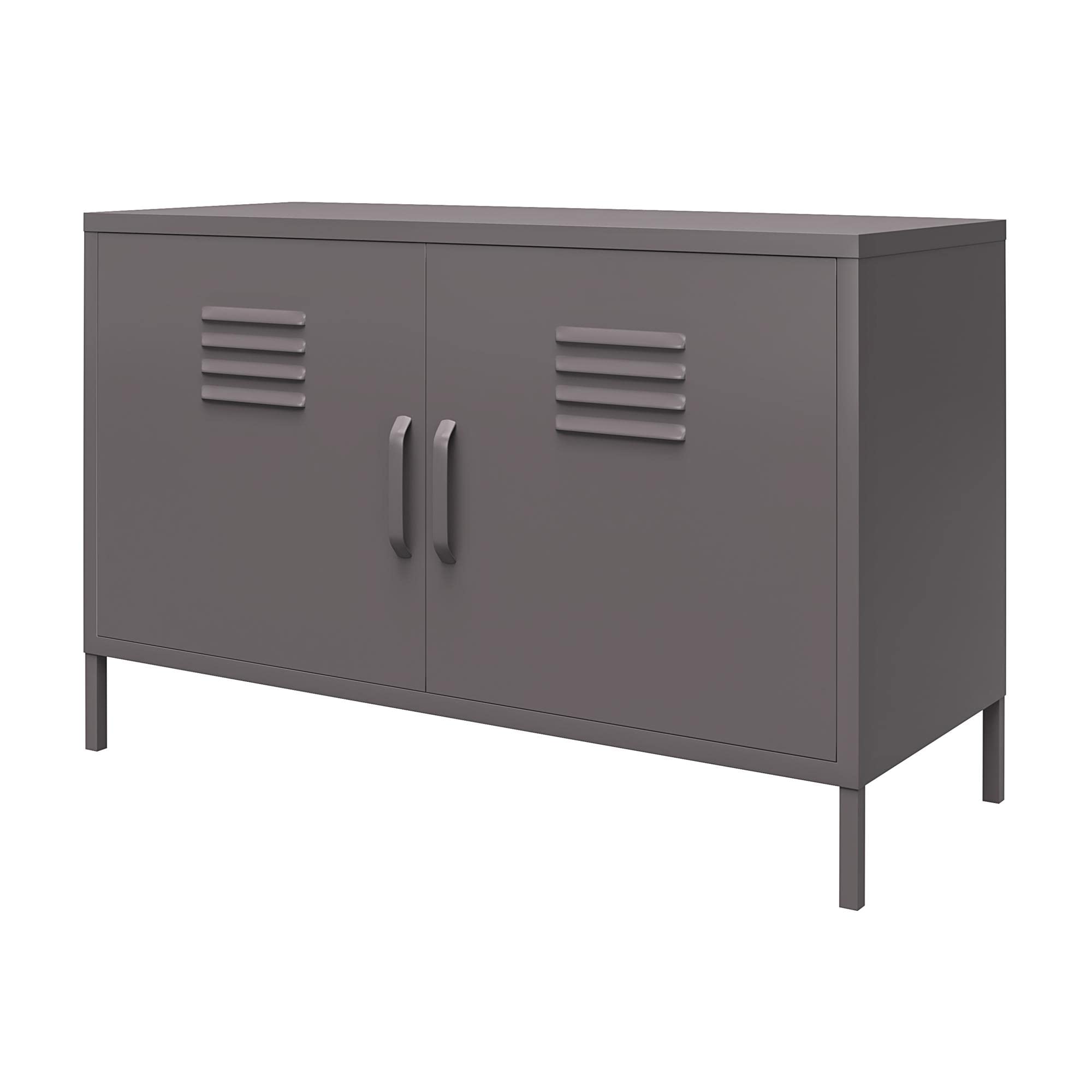 REALROOMS Bentley 2 Door Metal Locker Accent Cabinet, Graphite Gray