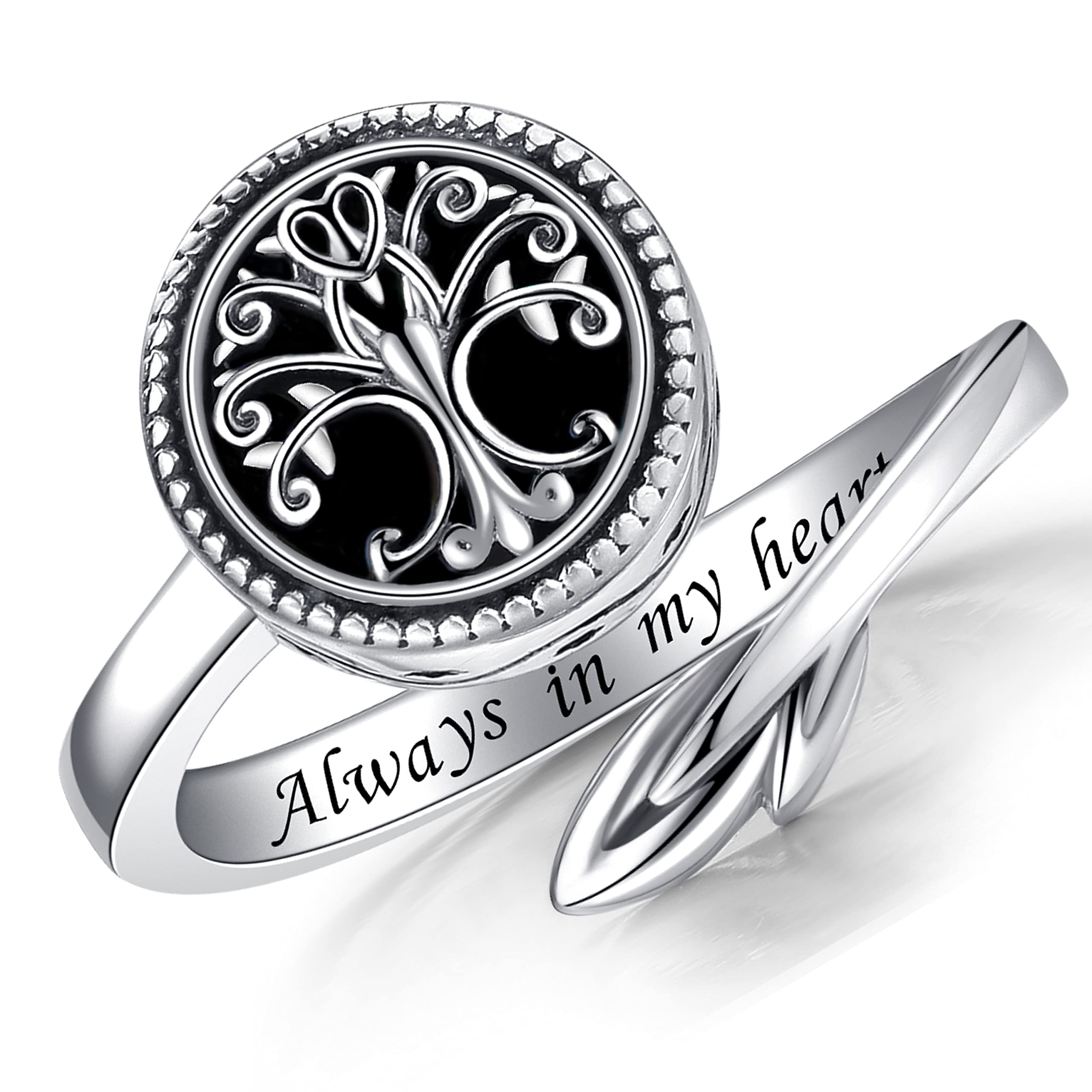 Tree of Life Urn Rings for Ashes for Women: Sterling Silver Family Tree Cremation Jewelry for Ashes for Men - Memorial Keepsake Vintage Ring for Ashes of Loved Ones