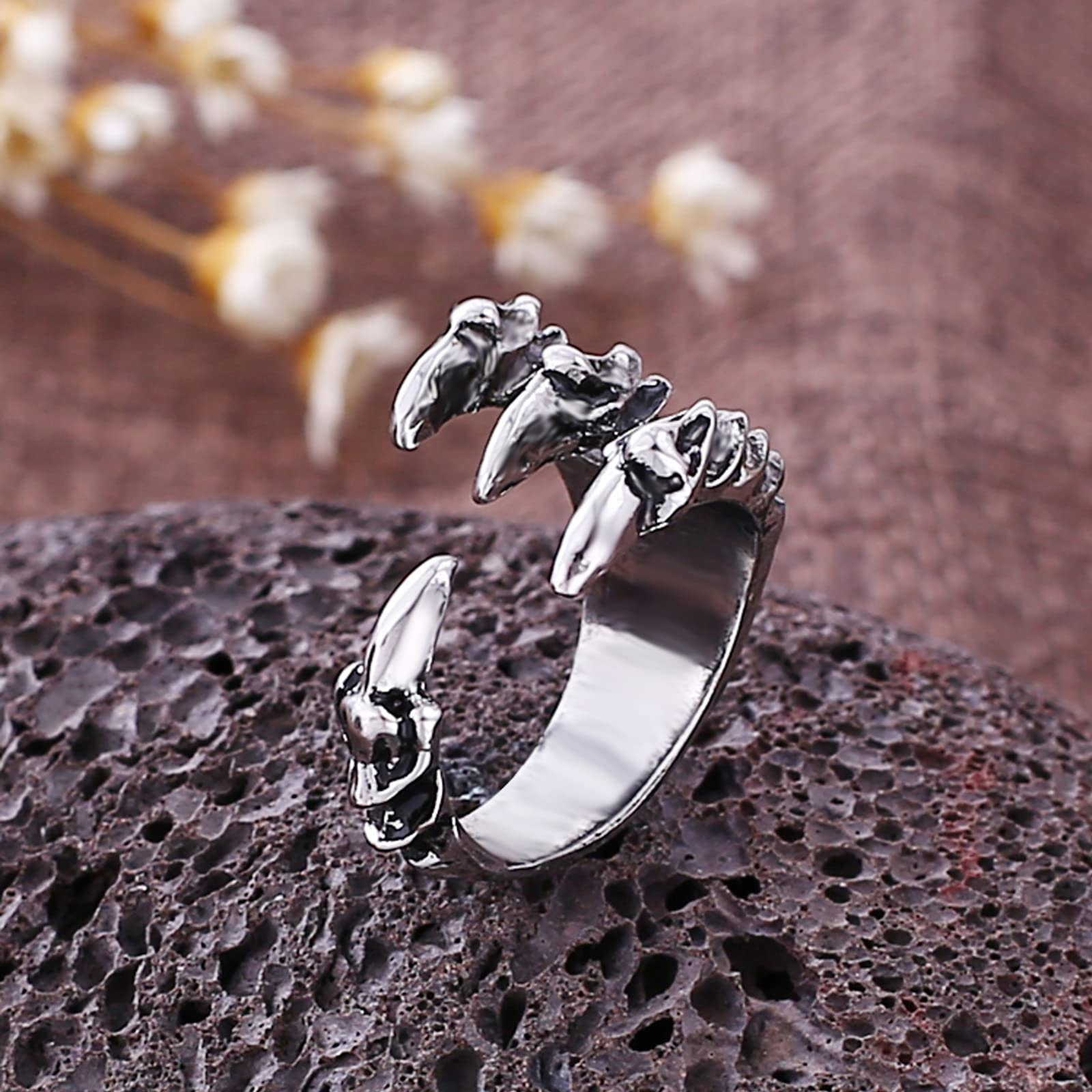 T Legend Vintage Gothic Rings Punk Stackable Open Rings Fox Dragon Frog Snake Adjustable Rings,gift for a girlfriend or lover (12 Pcs)