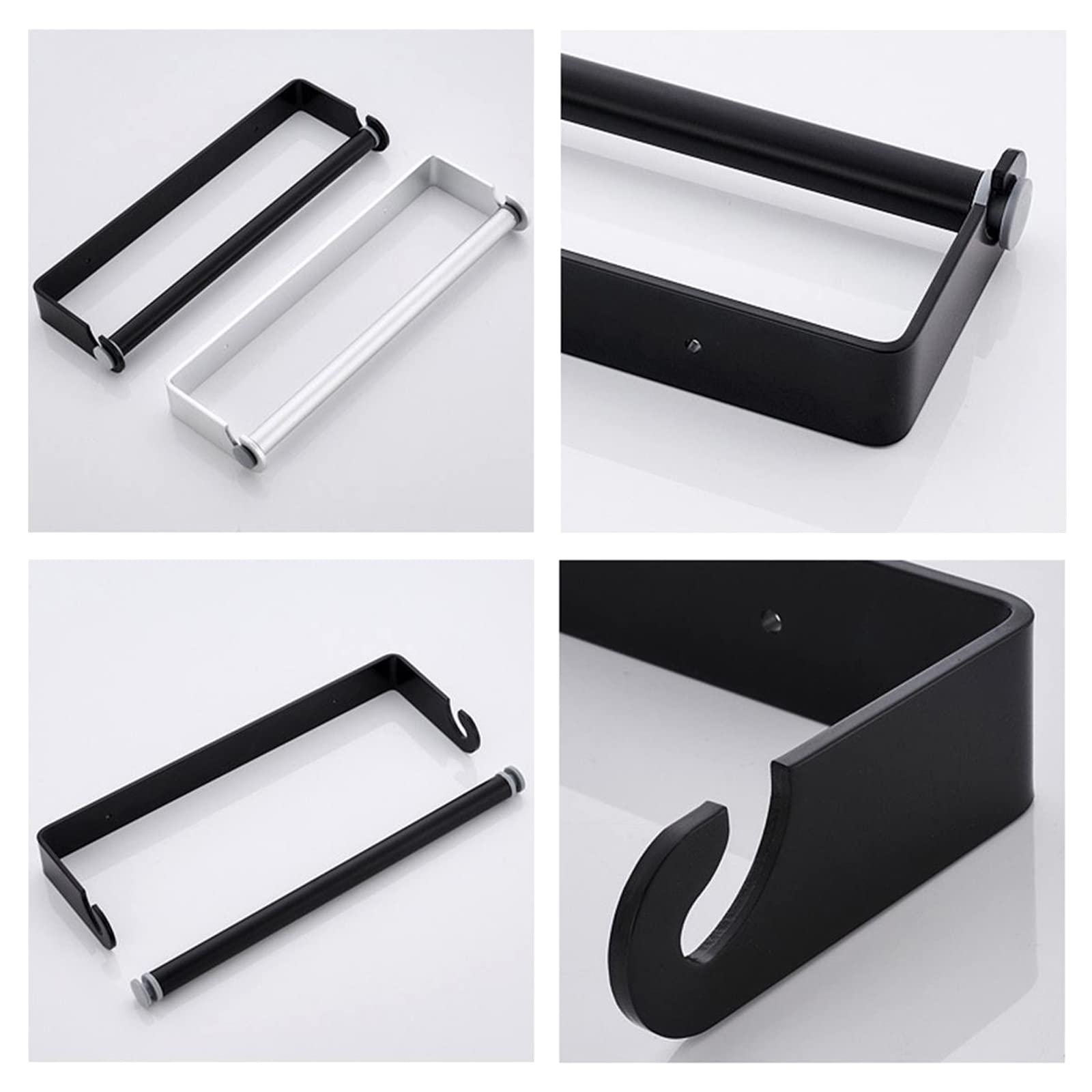 URALFA Under Cabinet Paper Towel Holder Wall Mount, Paper Towel Roll Holder Both Available in Adhesive and Screws, Paper Towel Rack for Kitchen, Bathroom, Pantry, Sink (Black)