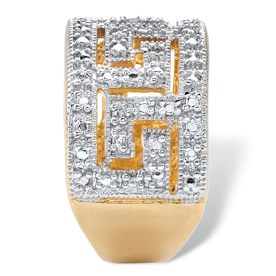 PalmBeach Yellow Gold-plated Genuine Diamond Accent Greek Key Ring Sizes 6-10 Size 7