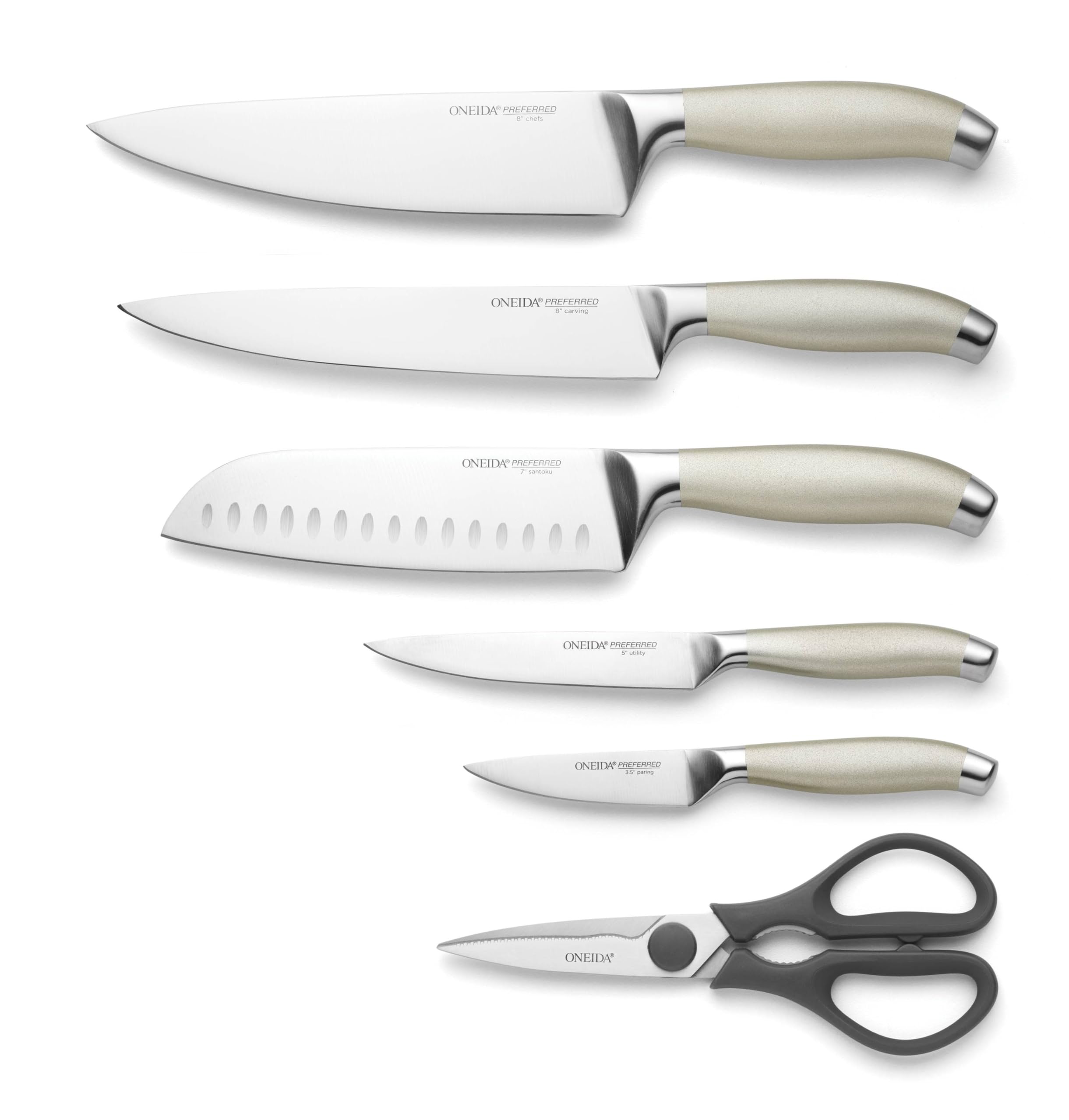 Oneida Preferred 7 Piece Stainless Steel Cutlery Set, 4.45 LB, Metallic