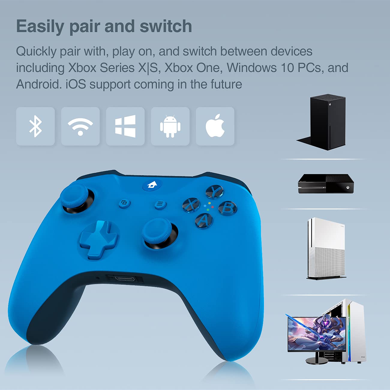 usergaing Wireless Controller Compatible with Xbox One Controller, Xbox Bluetooth Controller Replacement for Xbox Series X/S/Xbox One/Xbox One S/One X/Window PC with 3.5mm Headphone Jack-Blue