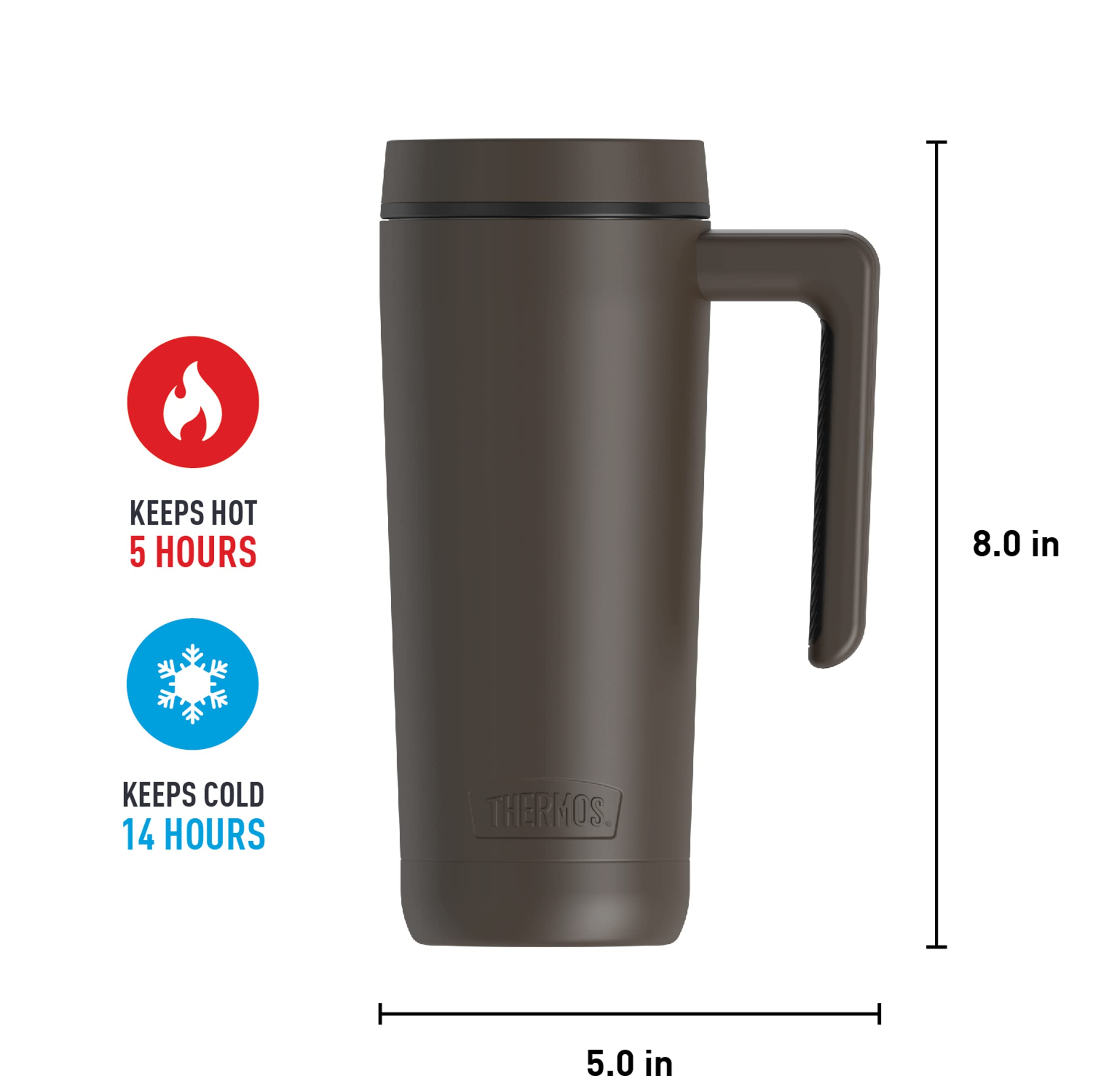 THERMOS ALTA SERIES Stainless Steel Mug 18 Ounce, Espresso Black