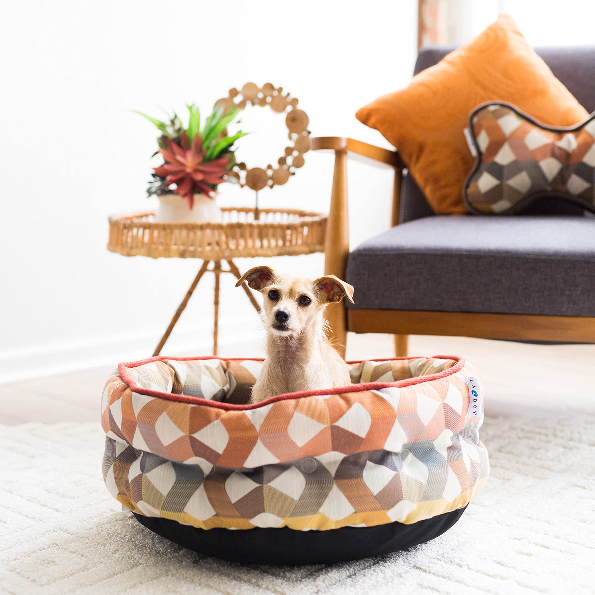 Petmate La-Z-Boy Ginger Cuddler Dog Bed, Sunset, 22" x 22"