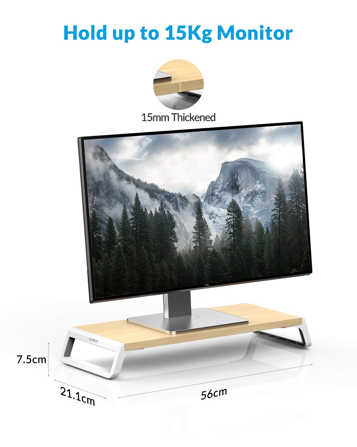 ORICO Wood Monitor Stand, Computer Riser with Keyboard Storage Space for PC, Laptop, Printer, Home Office Desk Organizer