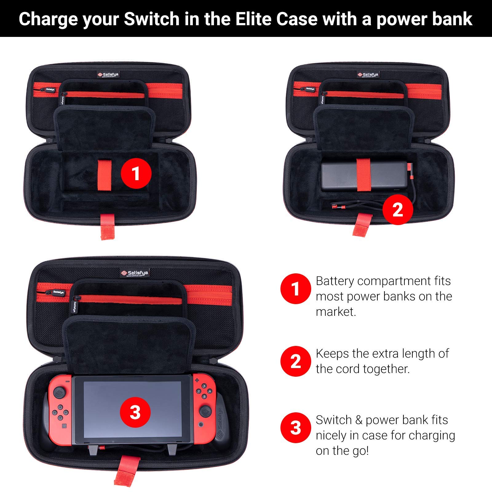 Satisfye β ZenGrip Pro Gen 3 OLED Elite Bundle, Accessories Compatible with Nintendo Switch - The Bundle includes: Grip, Elite Case and a Low Profile USB C-C Cable. BONUS: 2 Thumbsticks+1 JoyCon Rail