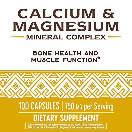 Nature's Way Calcium & Magnesium Mineral Complex, Supports Bone Health*, 750 mg per serving, 100 Capsules
