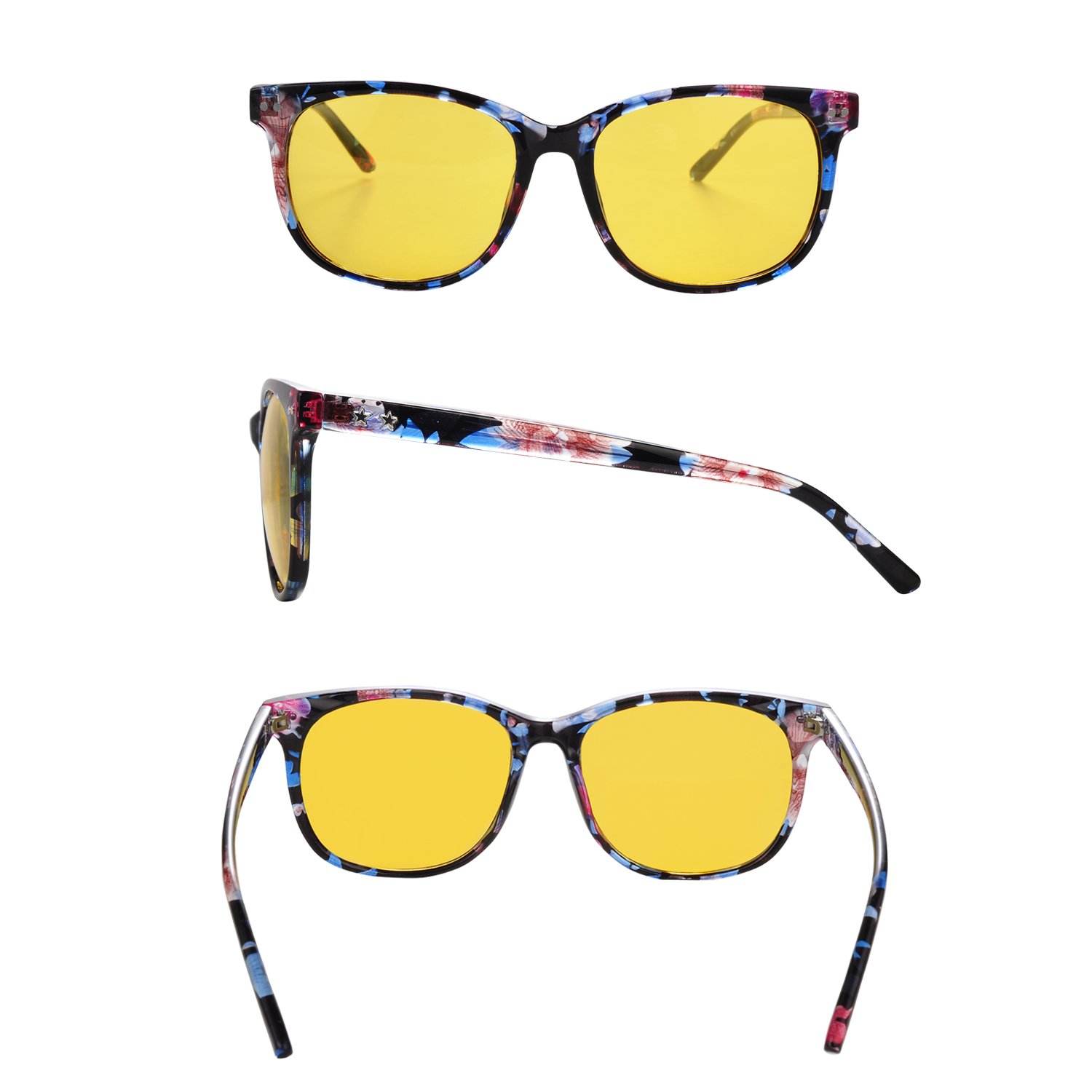 Night Vision Driving Glasses Polarized Anti-glare Clear Sun Glasses Men & Women Fashion(Floral)