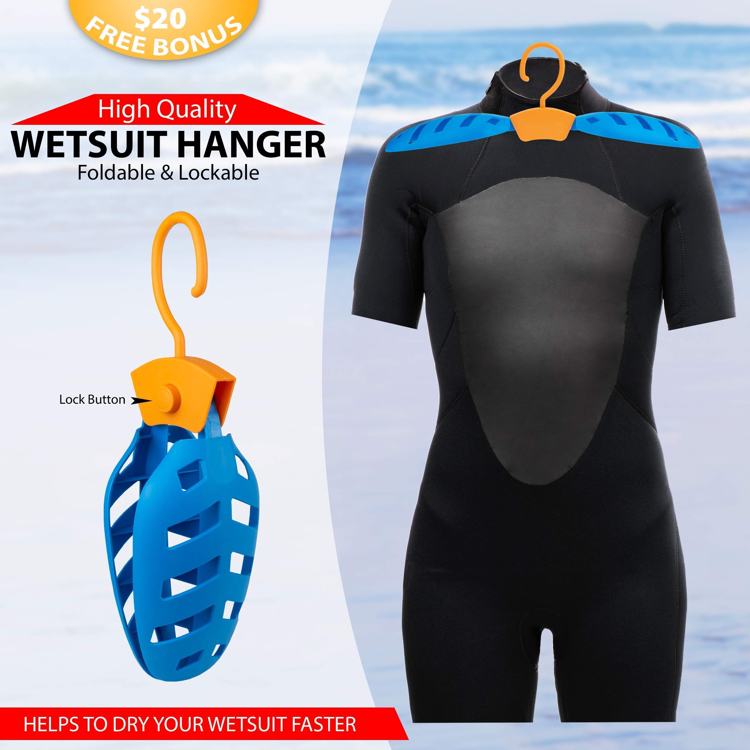 Norker Surfboard Bike Rack, Surf Rack for Bike - Bonus Wetsuit Hanger - Bike Surf Rack - Adjustable Surfing Rack for Shortboard, Wakeboard, Boogie Board