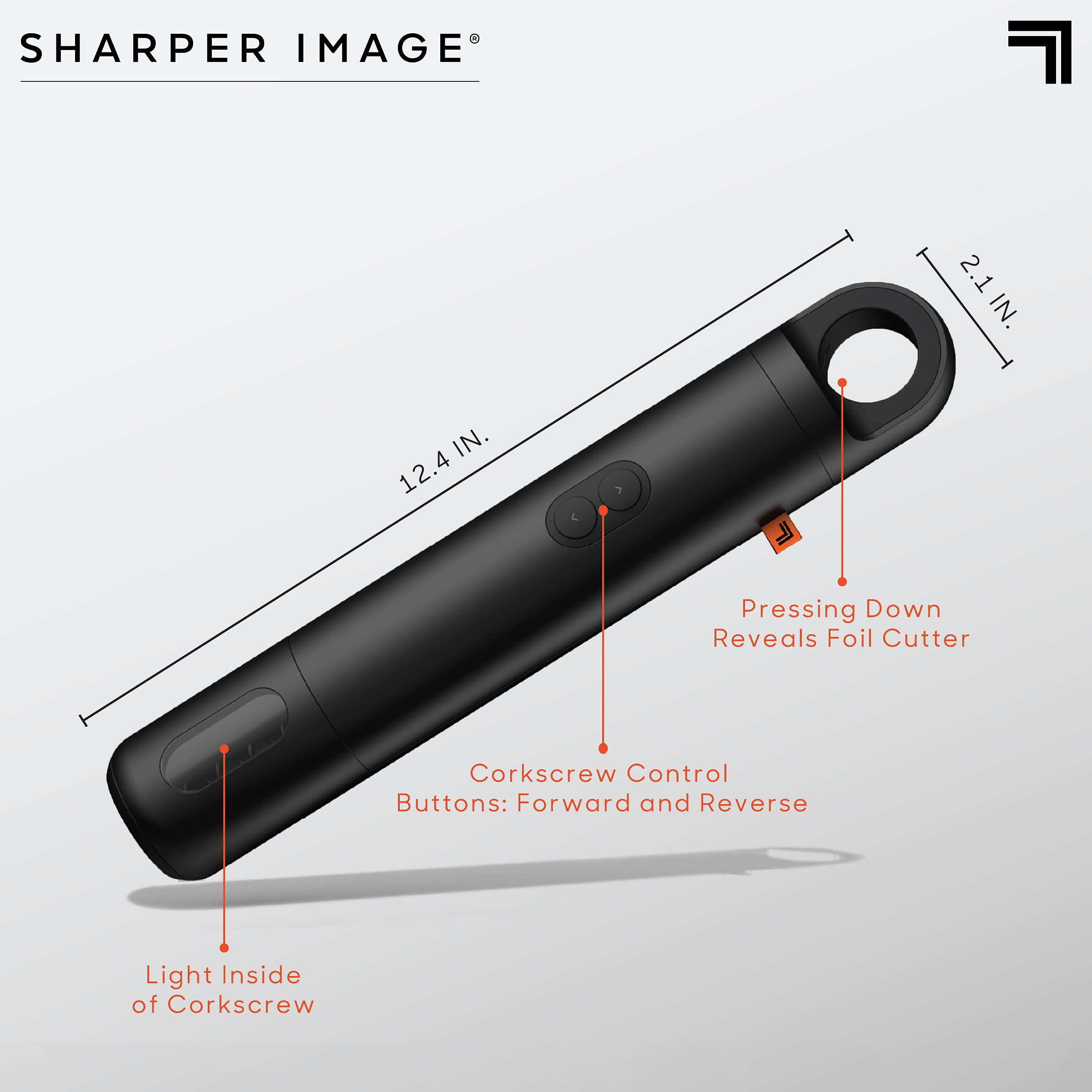 SHARPER IMAGE Automatic Wine Bottle Opener Included Foil Cutter, Battery Operated, Fits All Standard Wine Bottles, Innovative Control with Single Button, Perfect for Hosting Events & Parties