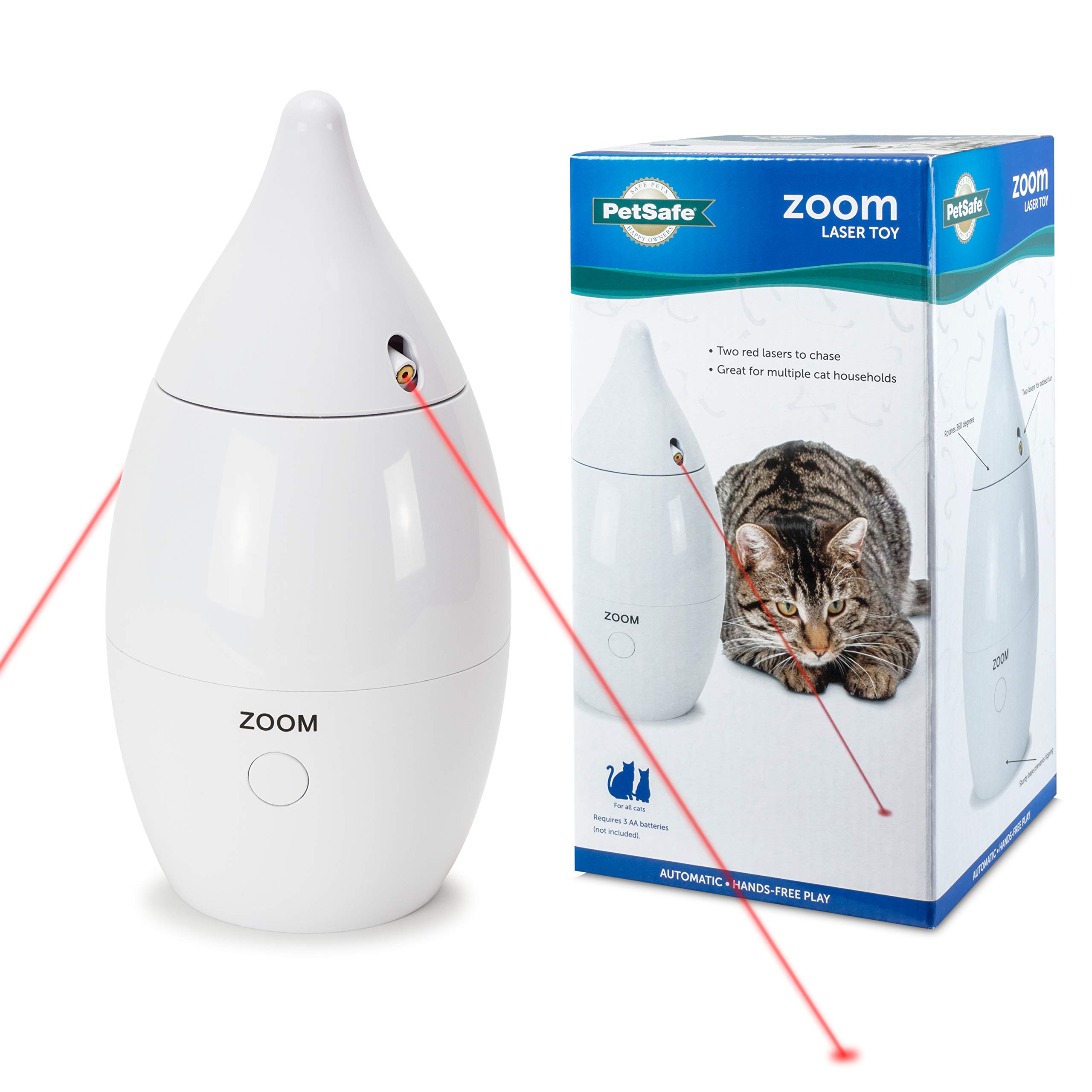 PetSafe Zoom Rotating Laser Cat Toy โ Includes 2 Interactive Laser Lights