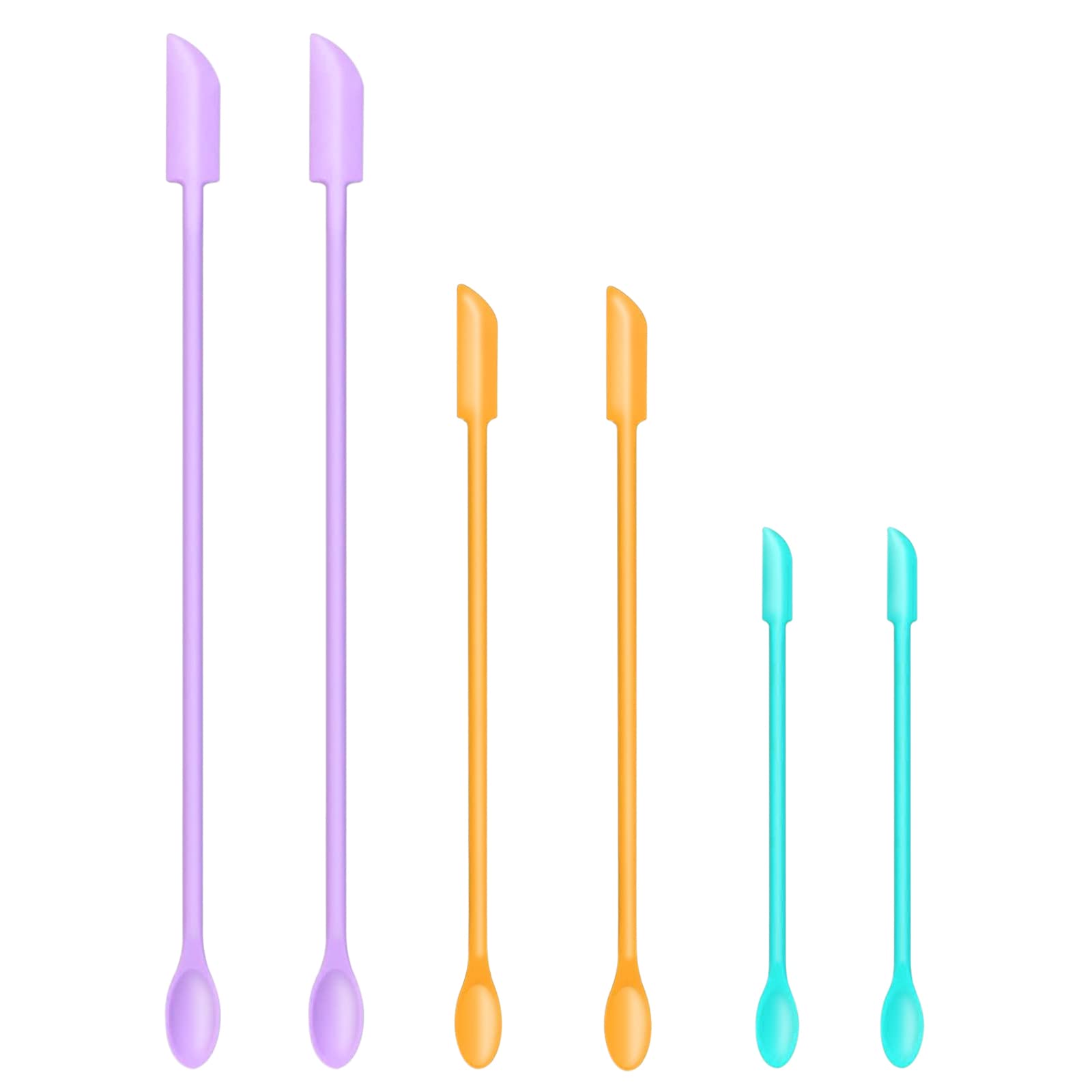 Yovell Mini Silicone Spatula Set, Small Makeup Spatula, Thin Jar Scraper for Skinny Openings, Kitchen, Food Bottles, Beauty Products, Cosmetic, Set of 6 (Multi-Color)