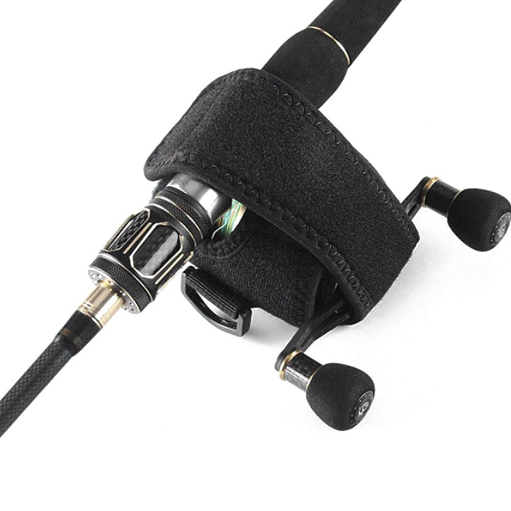 Yeuipea Fishing Wheel Bag, OK Cloth Black Lightweight Adjustable Fishing Wheel Bag Casting Reel Packet Tool Accessory(A)