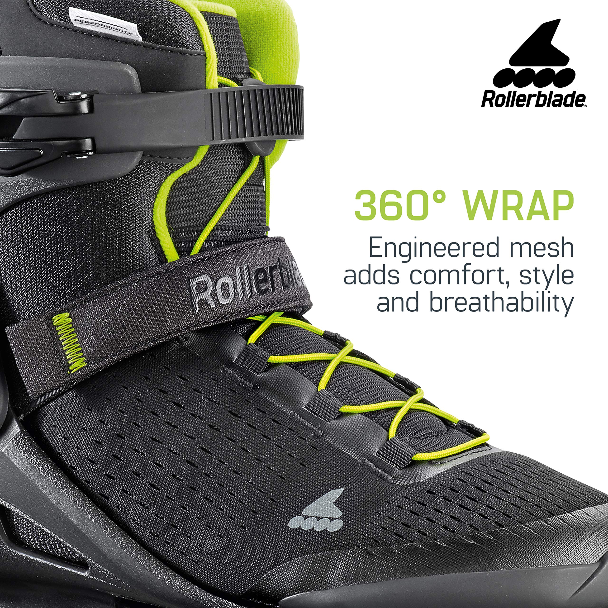 Rollerblade Zetrablade Elite Men's Adult Fitness Inline Skate, Black and Lime, Performance Inline Skates
