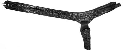 New .22 Cal Holster Gun Belt Drop Loop Tooled Leather Western RIG 34"-52" (Black, 44)