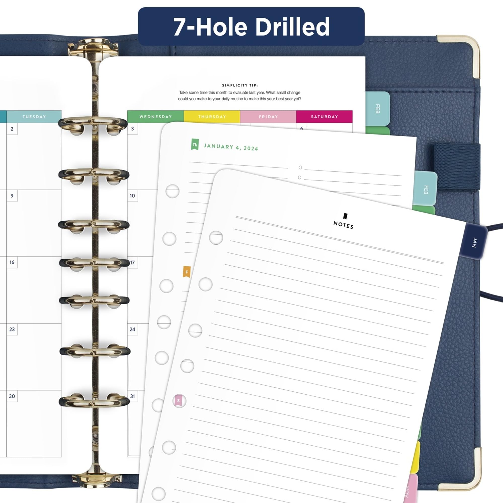Simplified by Emily Ley for AT-A-GLANCEĀ® Weekly Loose-Leaf Planner Refill Pages, 5-1/2" x 8-1/2", January to December 2024, EL100-4111