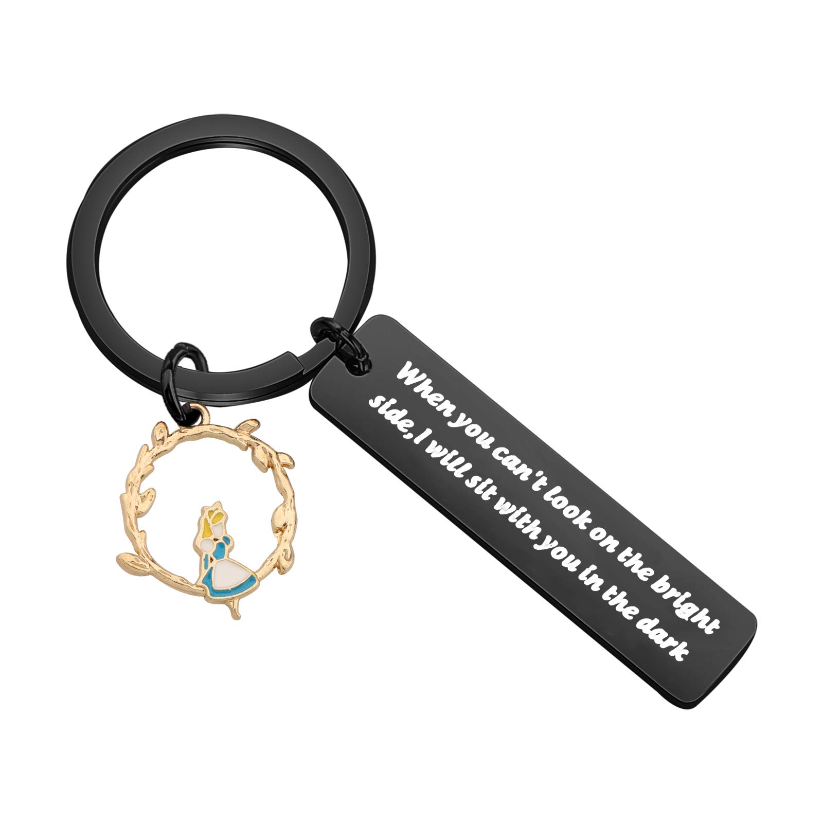 SEIRAA Fairy Tale Gift When you Can't Look on the Bright Side I Will Sit With You in The Dark (black Alic keychain)