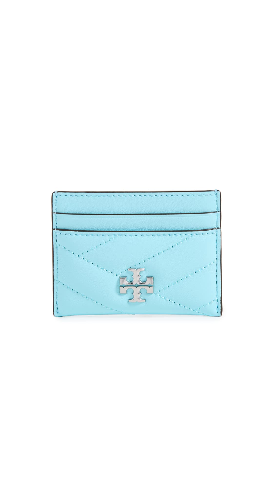 Tory Burch Women's Kira Chevron Card Case, Light Celeste, Blue, One Size