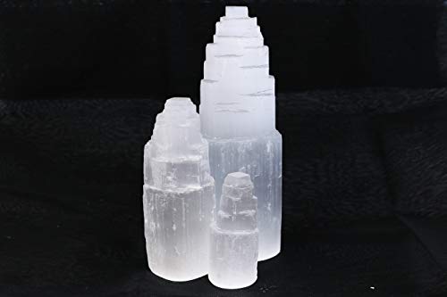 Selenite Crystal Towers for Reiki, Healing, and Energy Charging | Made in Morocco | Selenite Iceberg Charging Towers Crystal Skyscraper (4 Inch (Pack of 1))