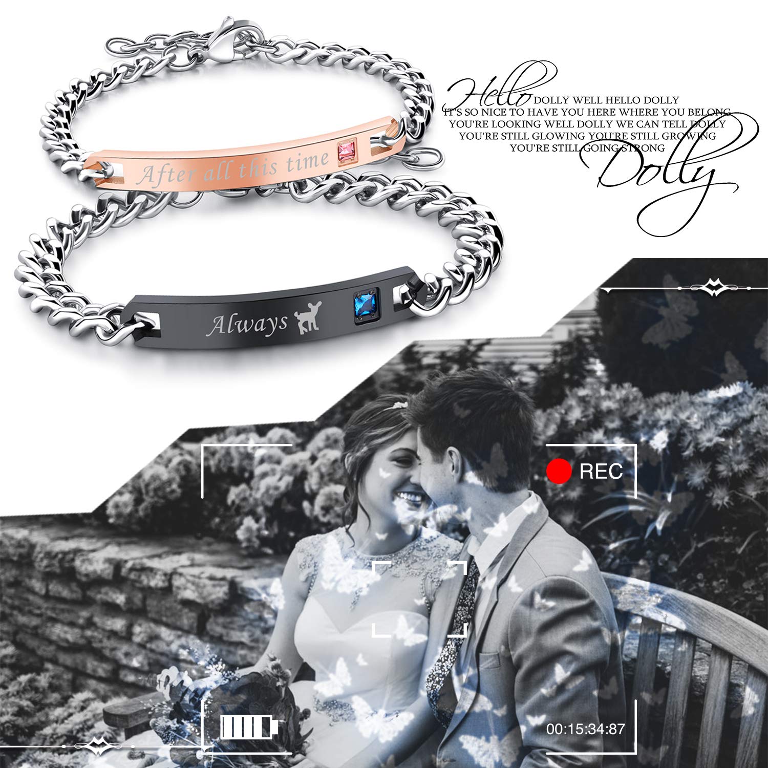 OIDEA 2pcs Stainless Steel His Hers After All This time Always Bracelets for Boyfriend and Girlfriend Valentines Day Gift