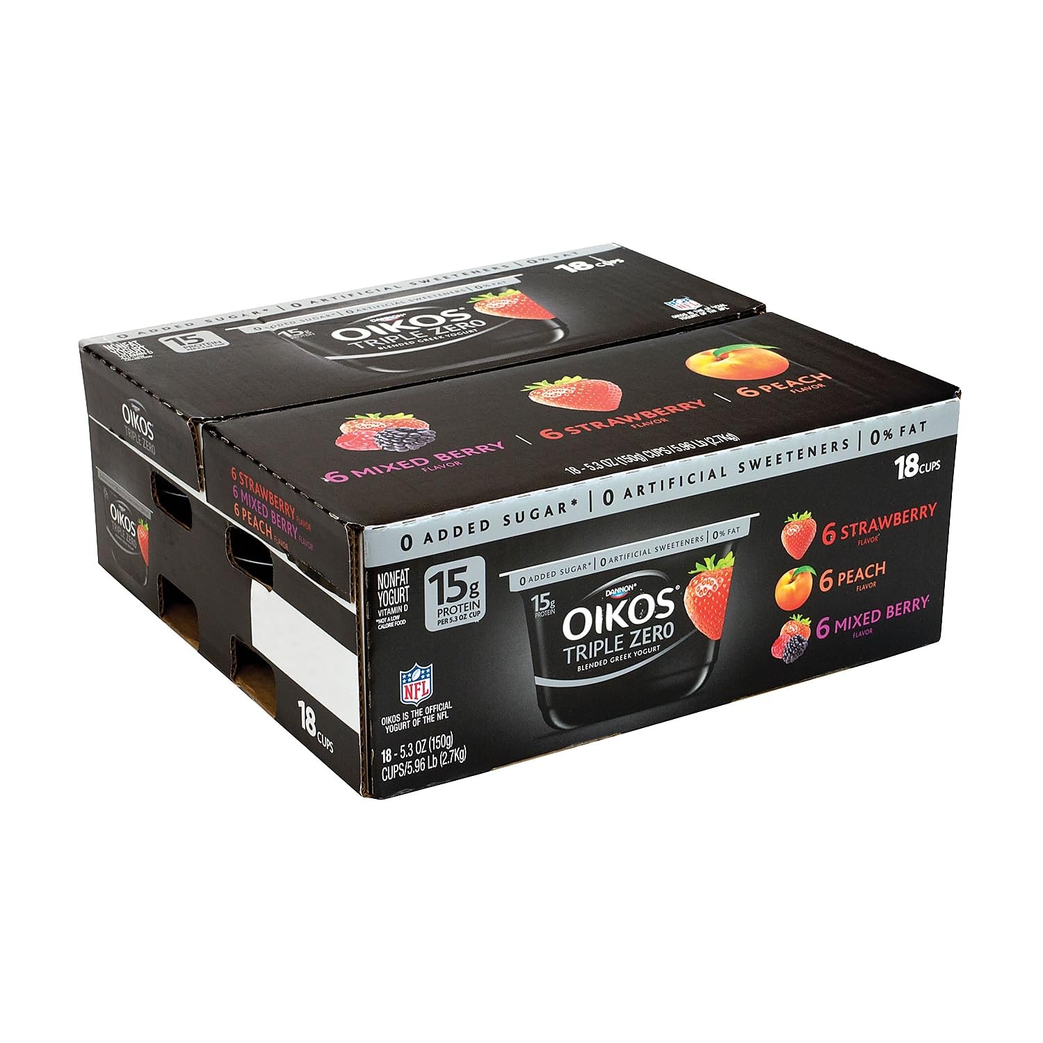 OIKOS Triple Zero Variety Yogurt, 5.3 oz., 18/Pack (01955)