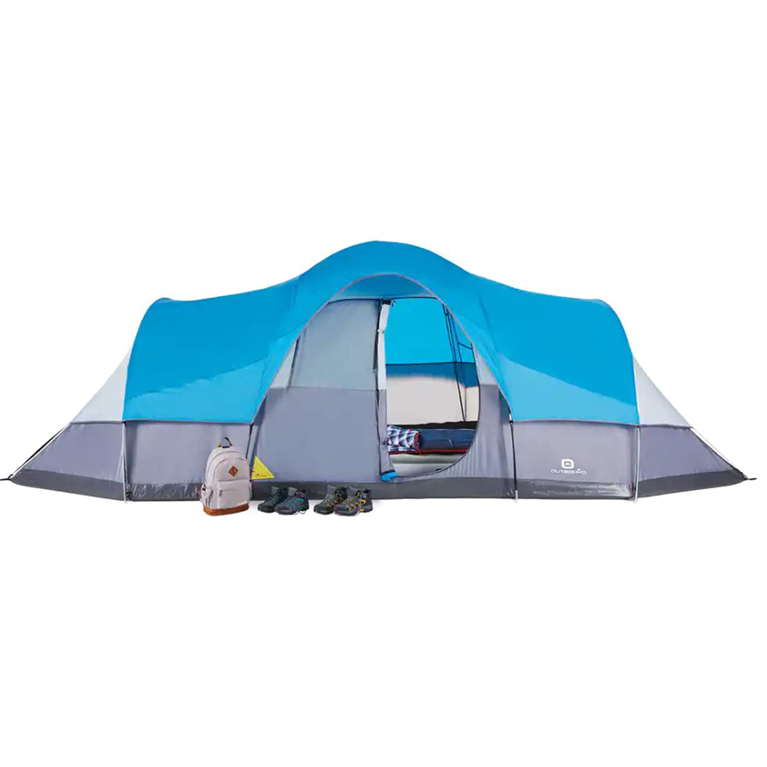 Outbound 12-Person Dome Tent for Camping with Carry Bag and Rainfly | Perfect for Backpacking or The Beach | Light Blue & Navy