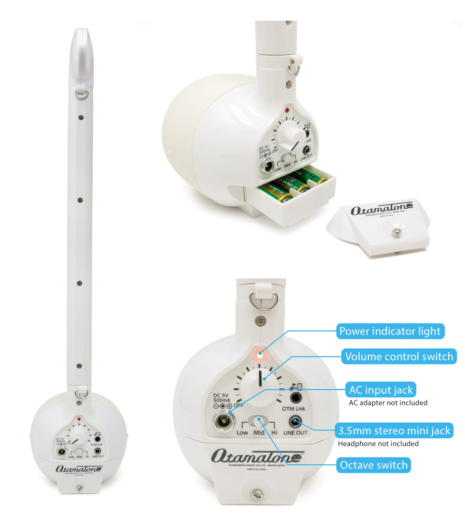 Otamatone Techno [Japanese Edition] Electronic Musical Instrument Synthesizer [Music Link Connect] with a Smartphone (iPhone and iPad iOS/Android App) from Japan by Cube/Maywa Denki, White