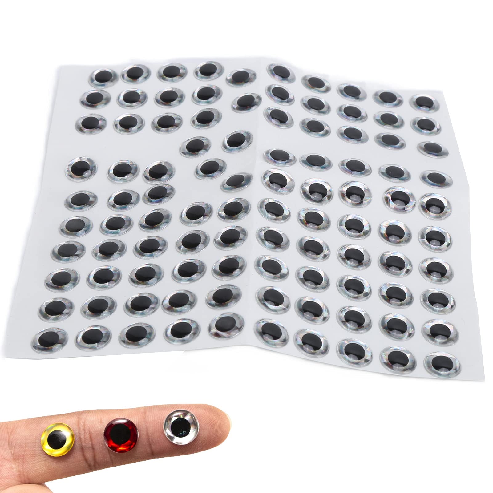Yeuipea Fishing Lure Eyes,100Pcs Fish Eyes Stickers Artificial Simulation Fake Fishing Eyes Accessories for DIY Lures Making