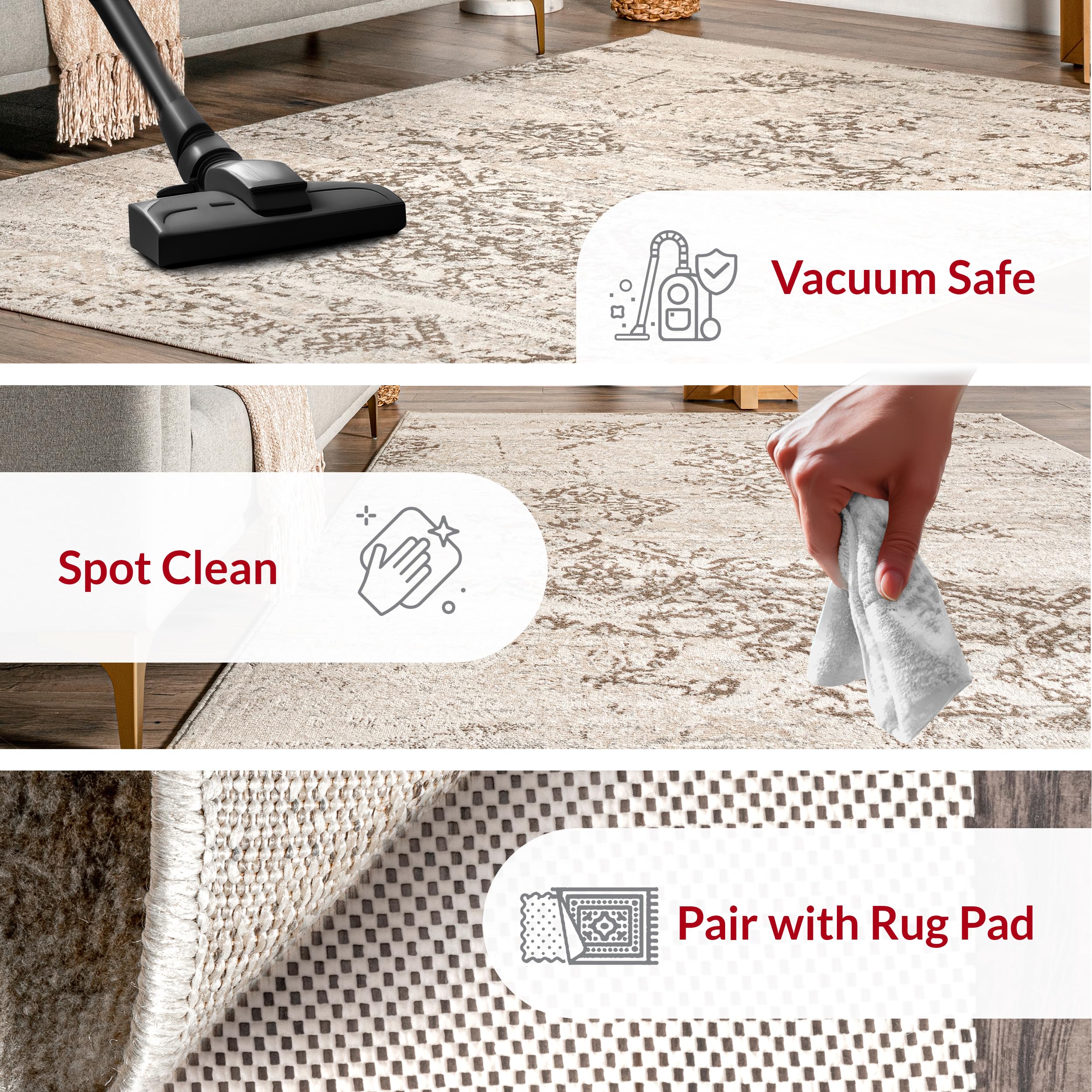 nuLOOM Freja Faded Floral Area Rug, 8x10, Beige